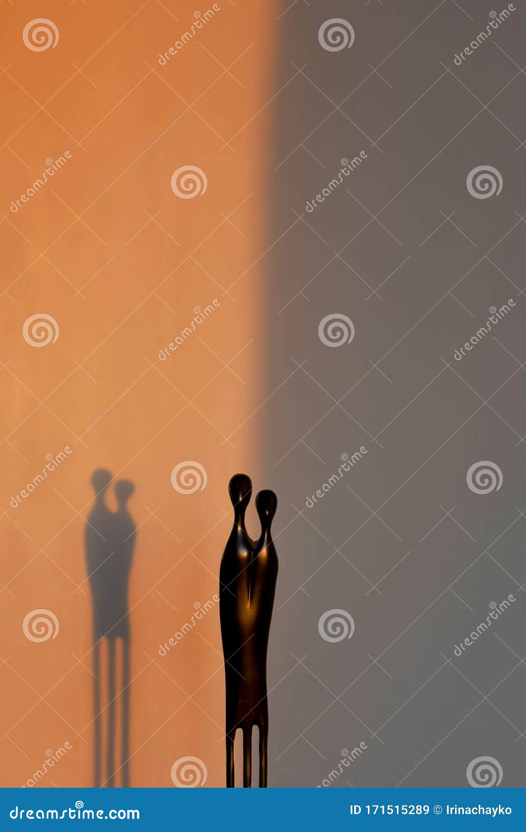 Figurine Two Love and Shadow on the Wall Stock Image - Image of love ...