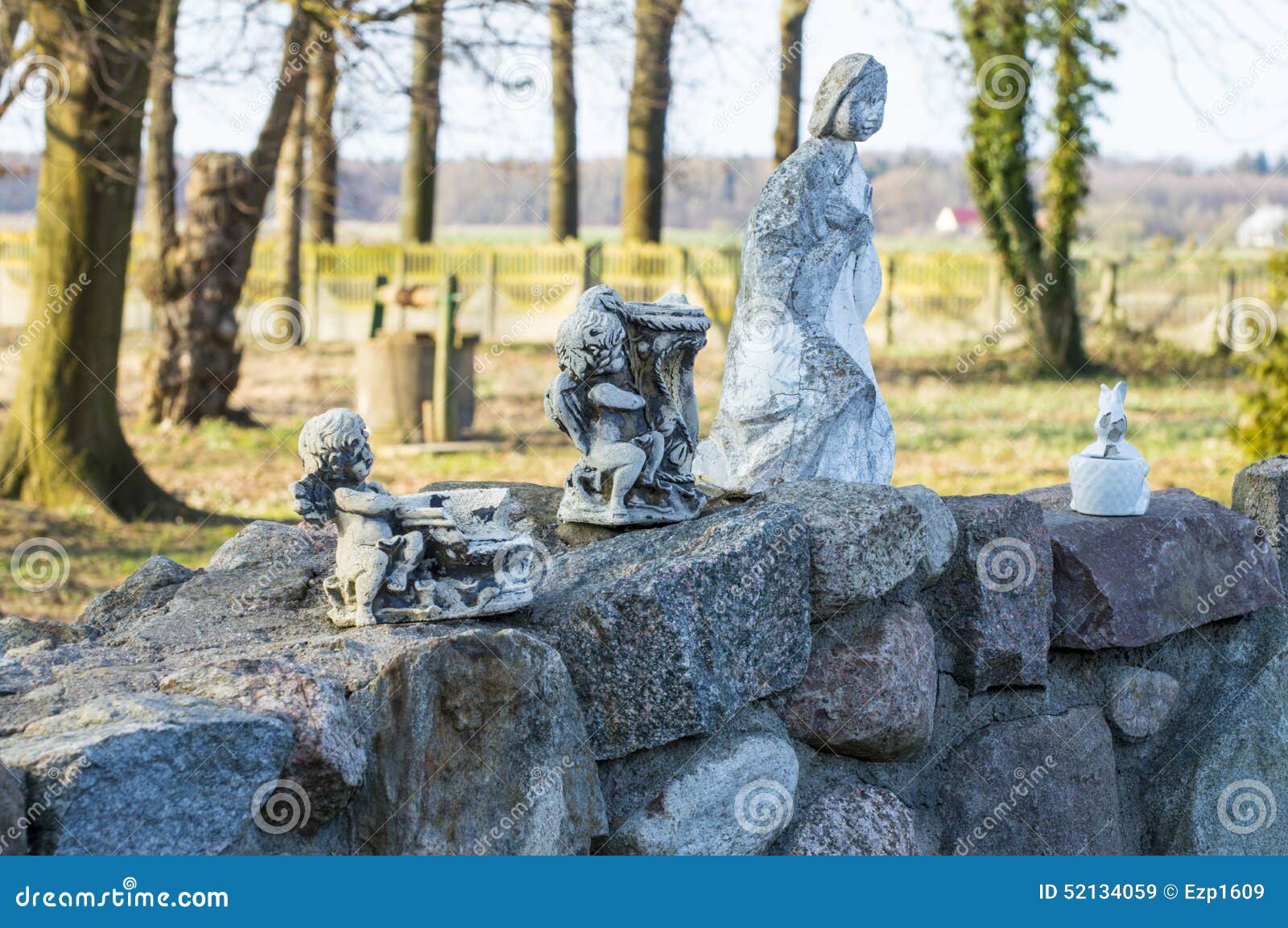 Figurines of angels stock image. Image of wall, stone - 52134059