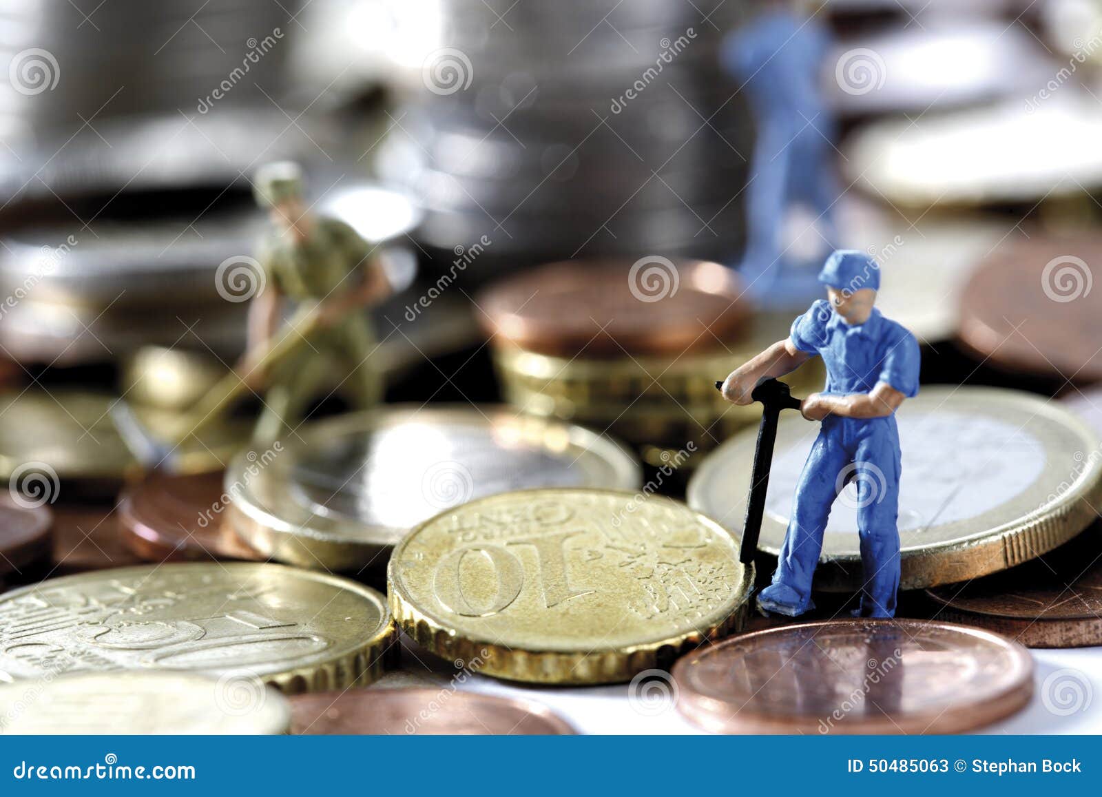 Figurines Digging Money, Close-up Stock Image - Image of working ...