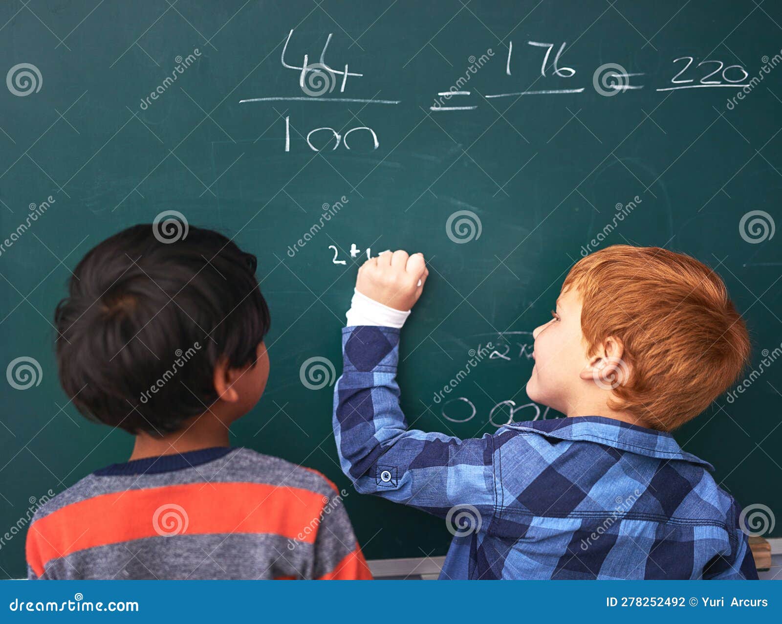 Figuring it Out Together. Elementary School Children in Class. Stock ...