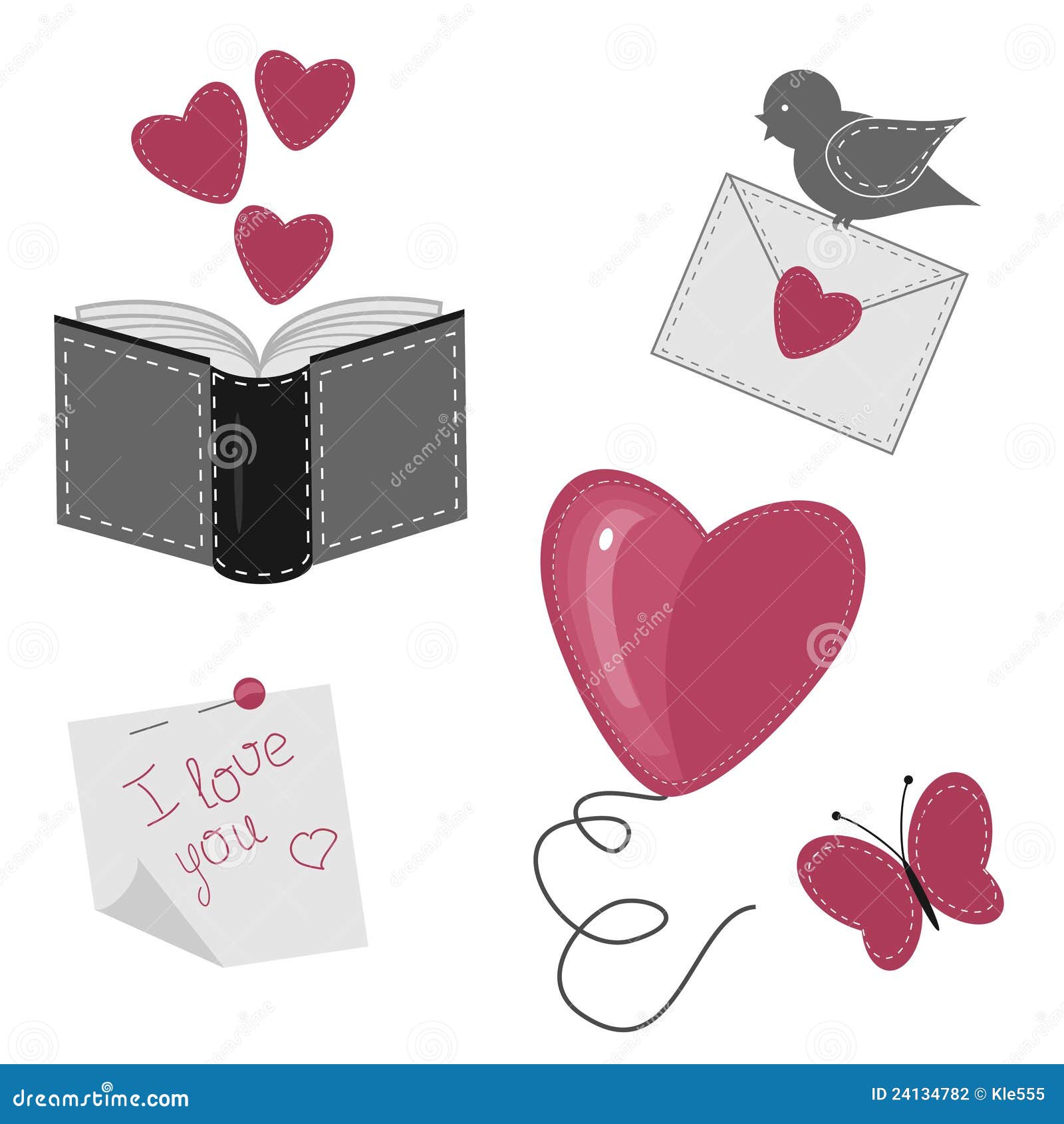 Fije Con Los Objetos Románticos Del Amor Fotografía de archivo - Imagen ...