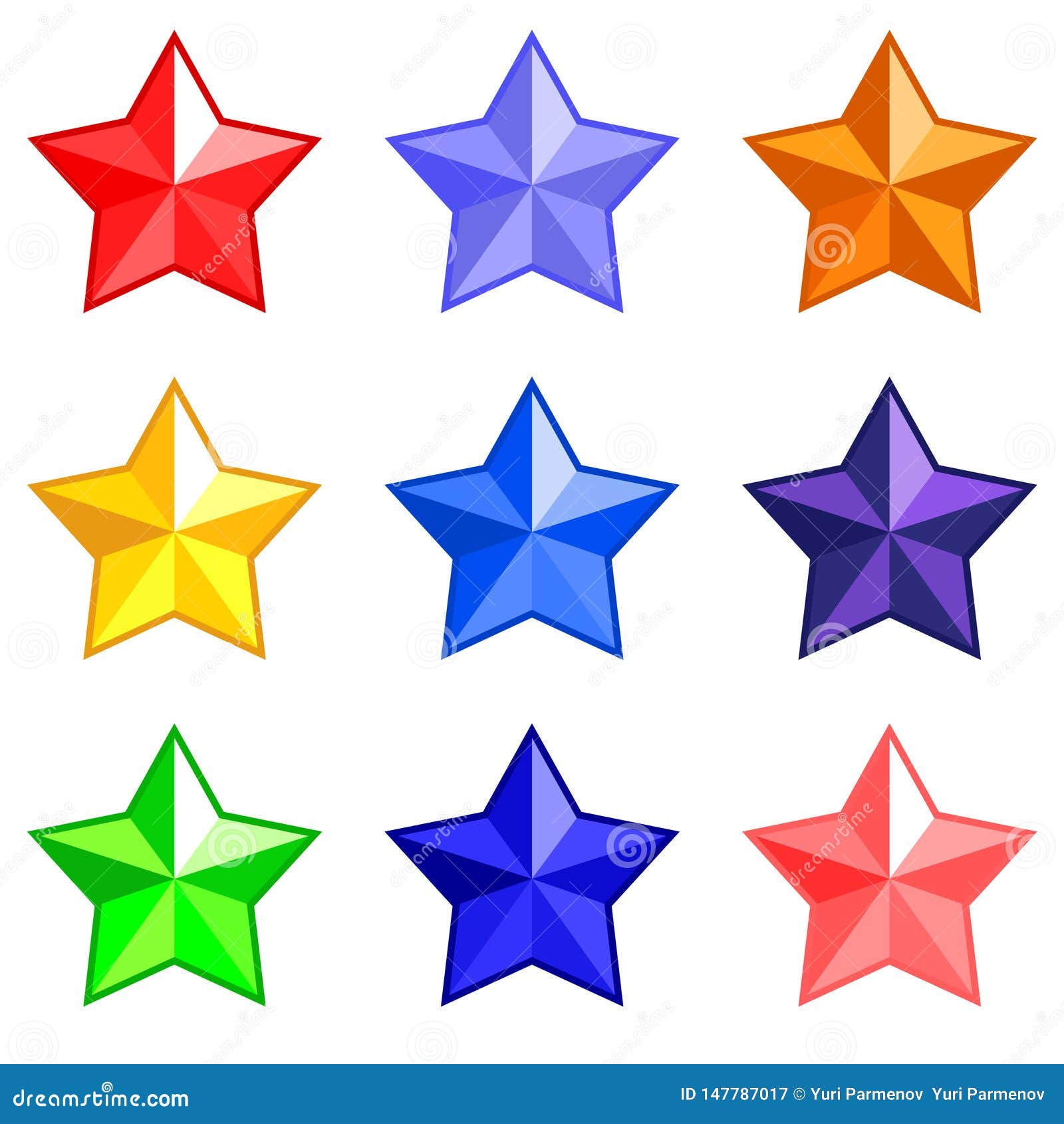 Fije De Estrellas Multicoloras Iconos Del Vector Ilustración del Vector ...