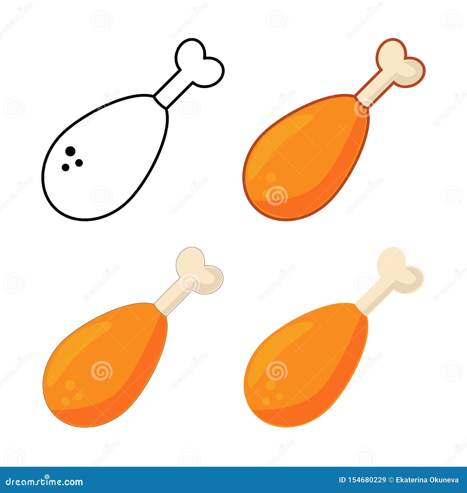 Fije De Iconos Del Pollo Asado Ilustración del Vector - Ilustración de ...