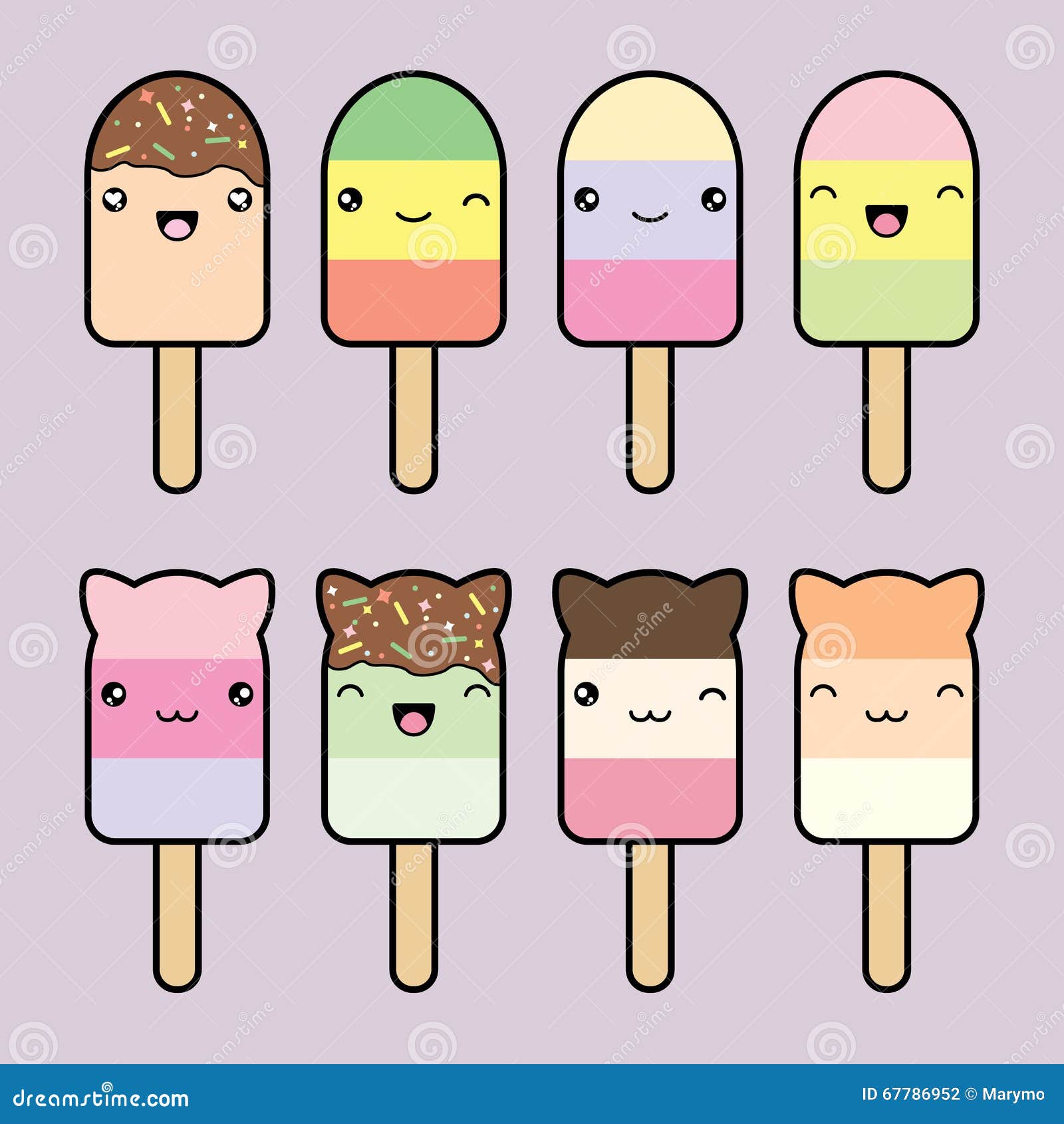 Fije La Colección De Barras De Helado Lindas Del Kawaii Ilustración Del