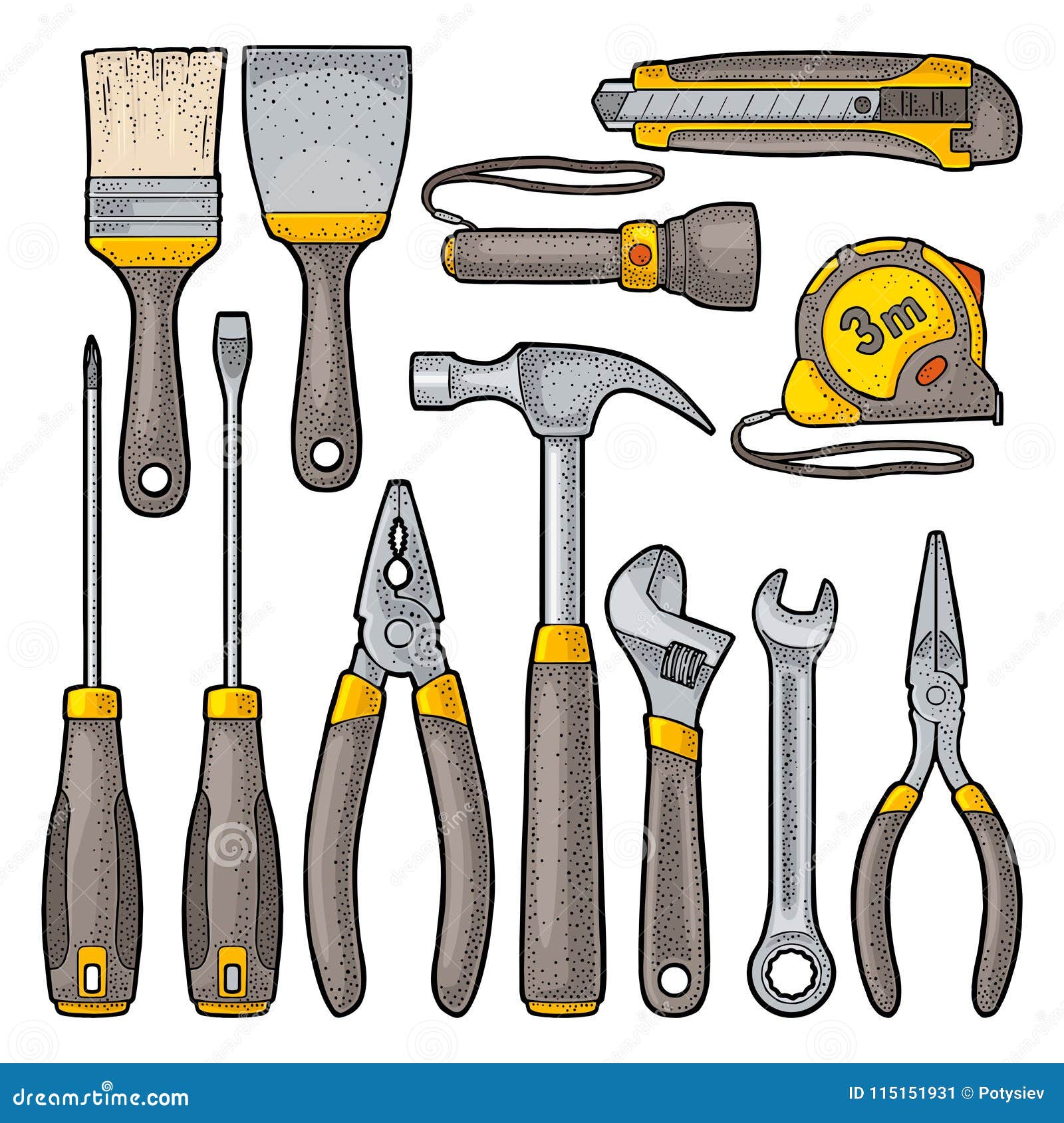 Fije Las Herramientas Del Hardware Grabado Del Vector Ilustración del ...