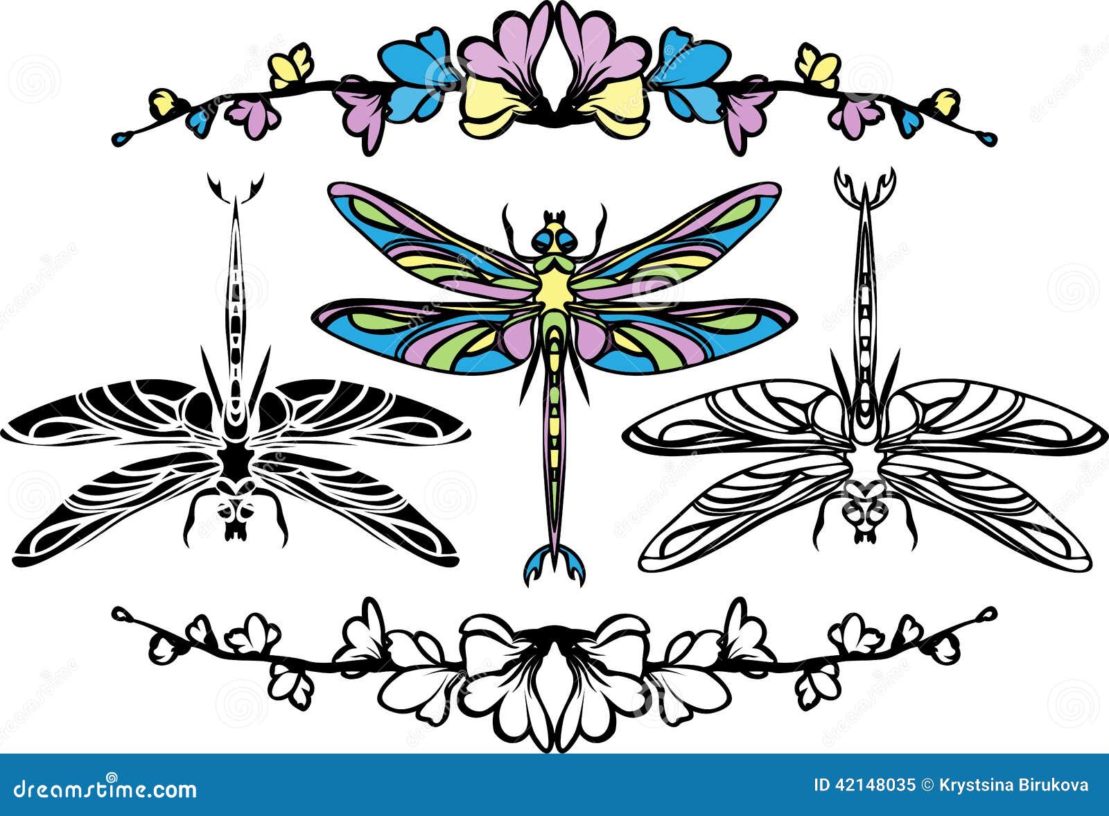 Fije las libélulas ilustración del vector. Ilustración de insecto ...