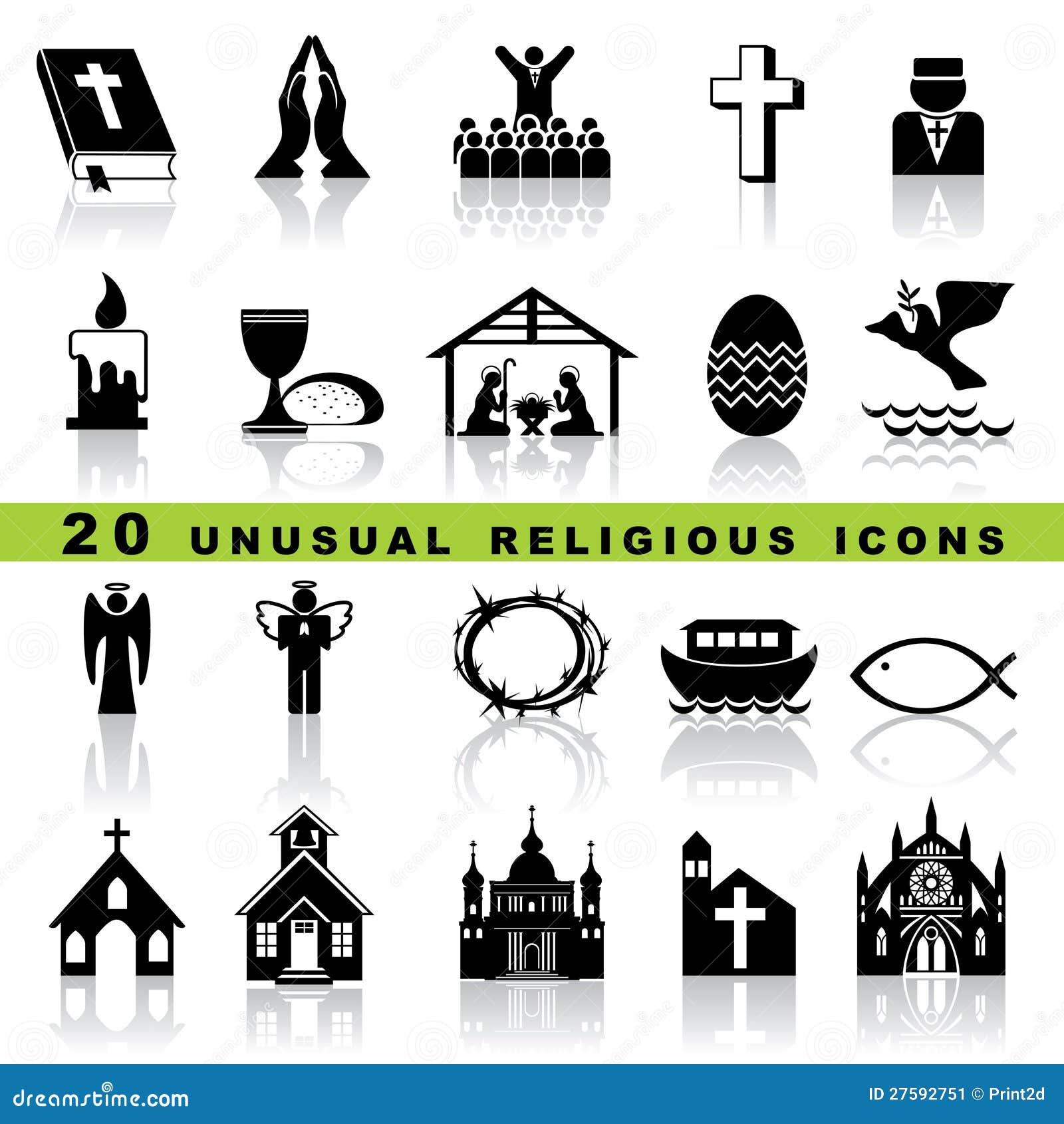 Fije los iconos cristianos ilustración del vector. Imagen de iglesia ...