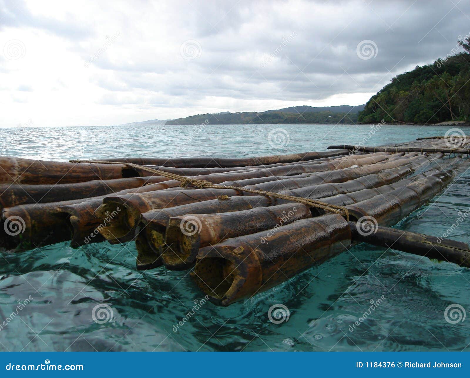 Fiji Bamboo Raft 3 stock photo. Image of crusoes, water - 1184376