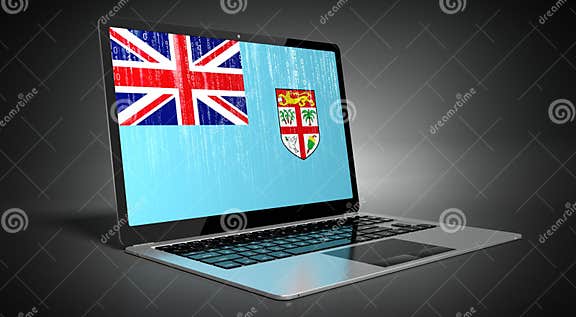 Fiji - Country Flag and Binary Code on Laptop Screen Stock Illustration ...