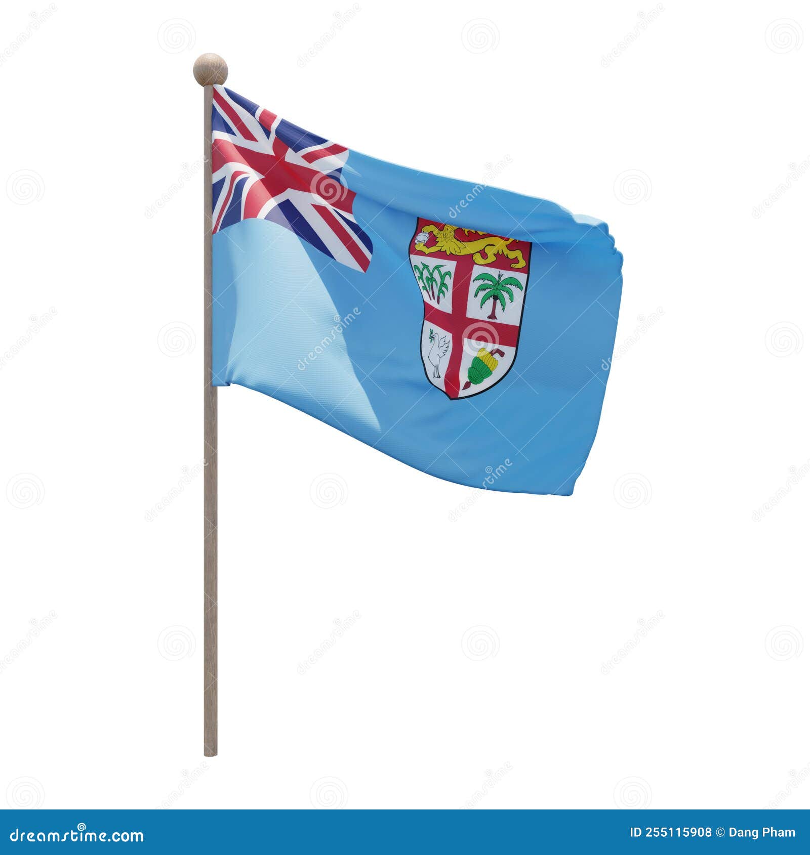 Fiji 3D flagpole stock illustration. Illustration of international ...