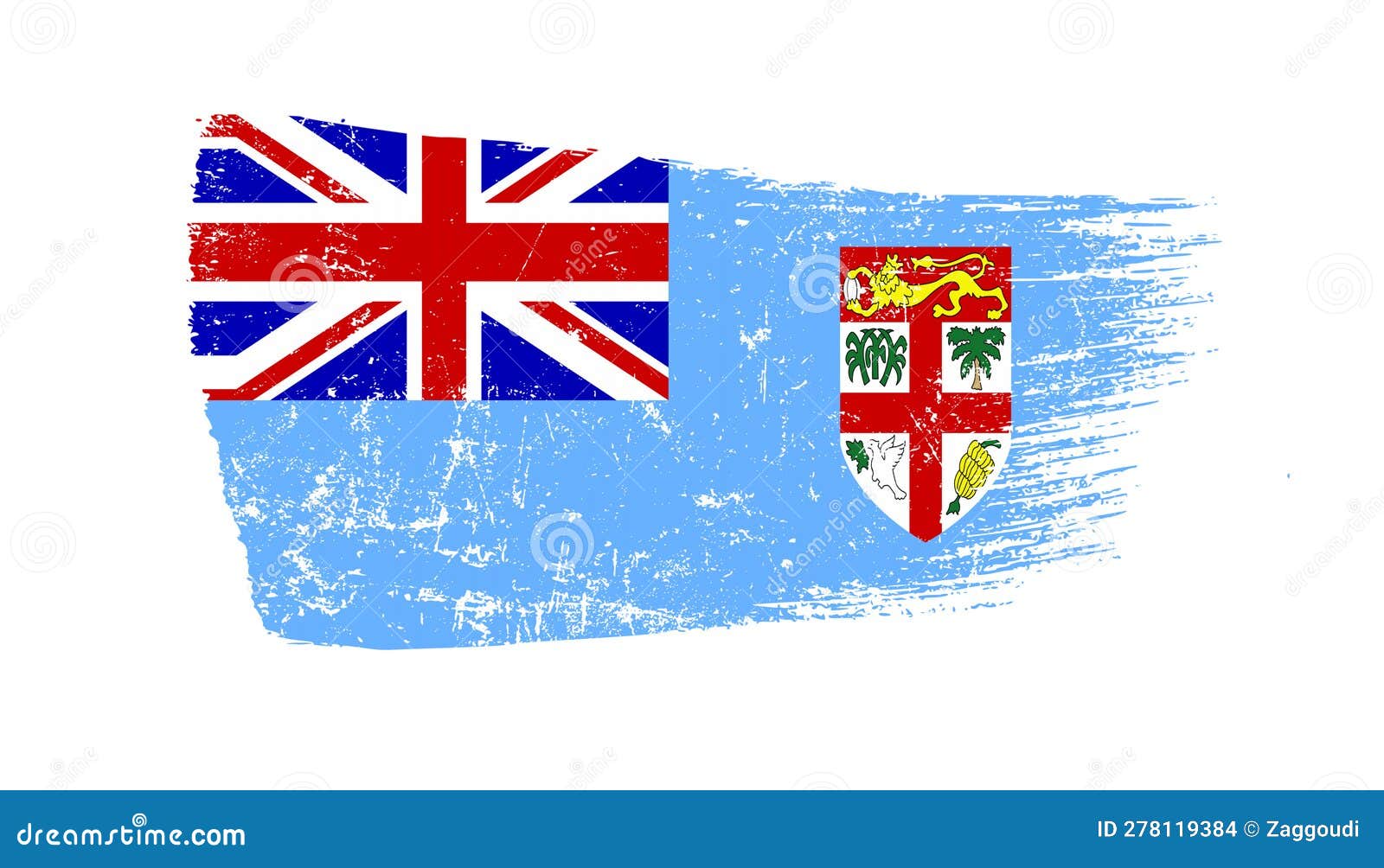Fiji Flag Designed in Brush Strokes and Grunge Texture Stock ...