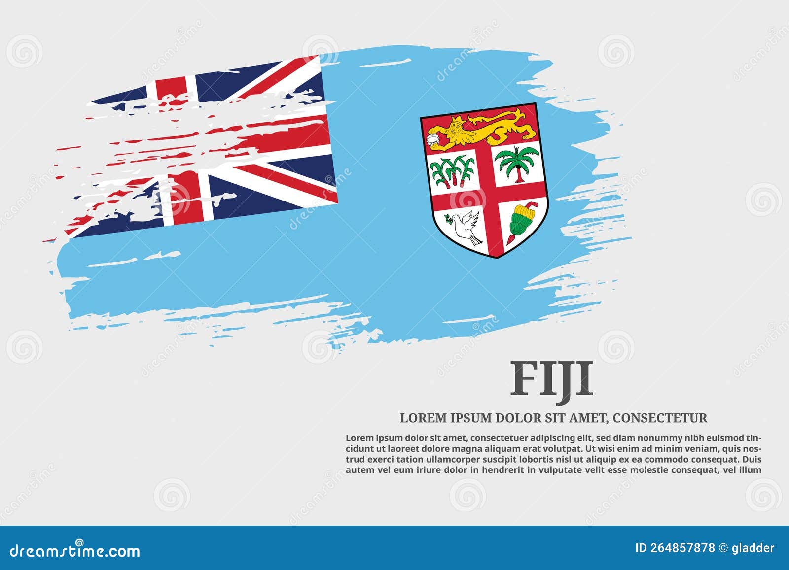 Fiji Brush Stroke Flag Vector Background. Hand Drawn Grunge Style ...