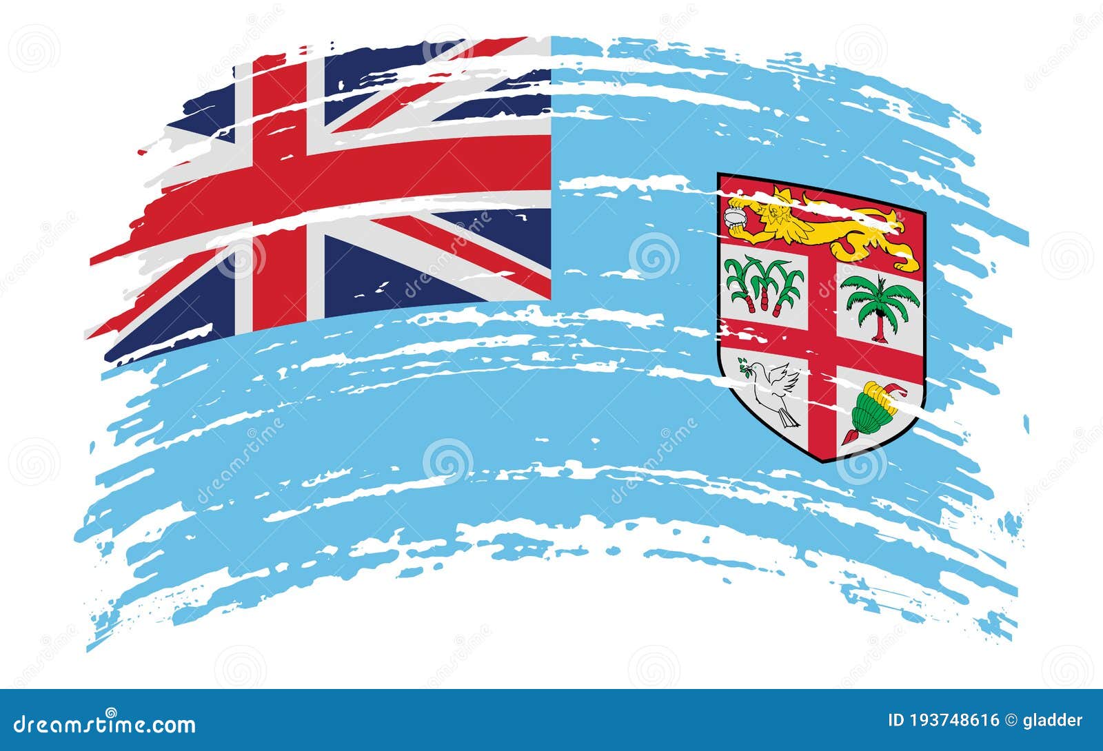 Fiji Flag in Grunge Brush Stroke, Vector Stock Illustration ...