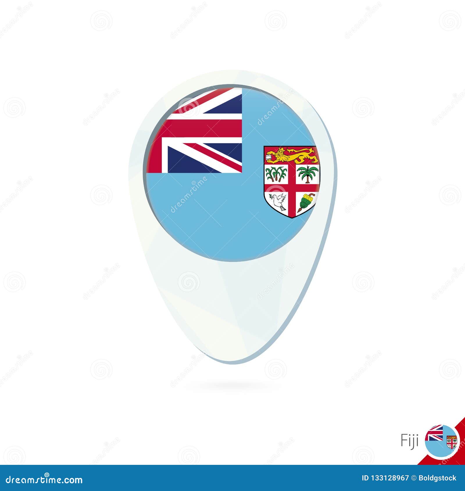Fiji Flag Location Map Pin Icon on White Background Stock Vector ...
