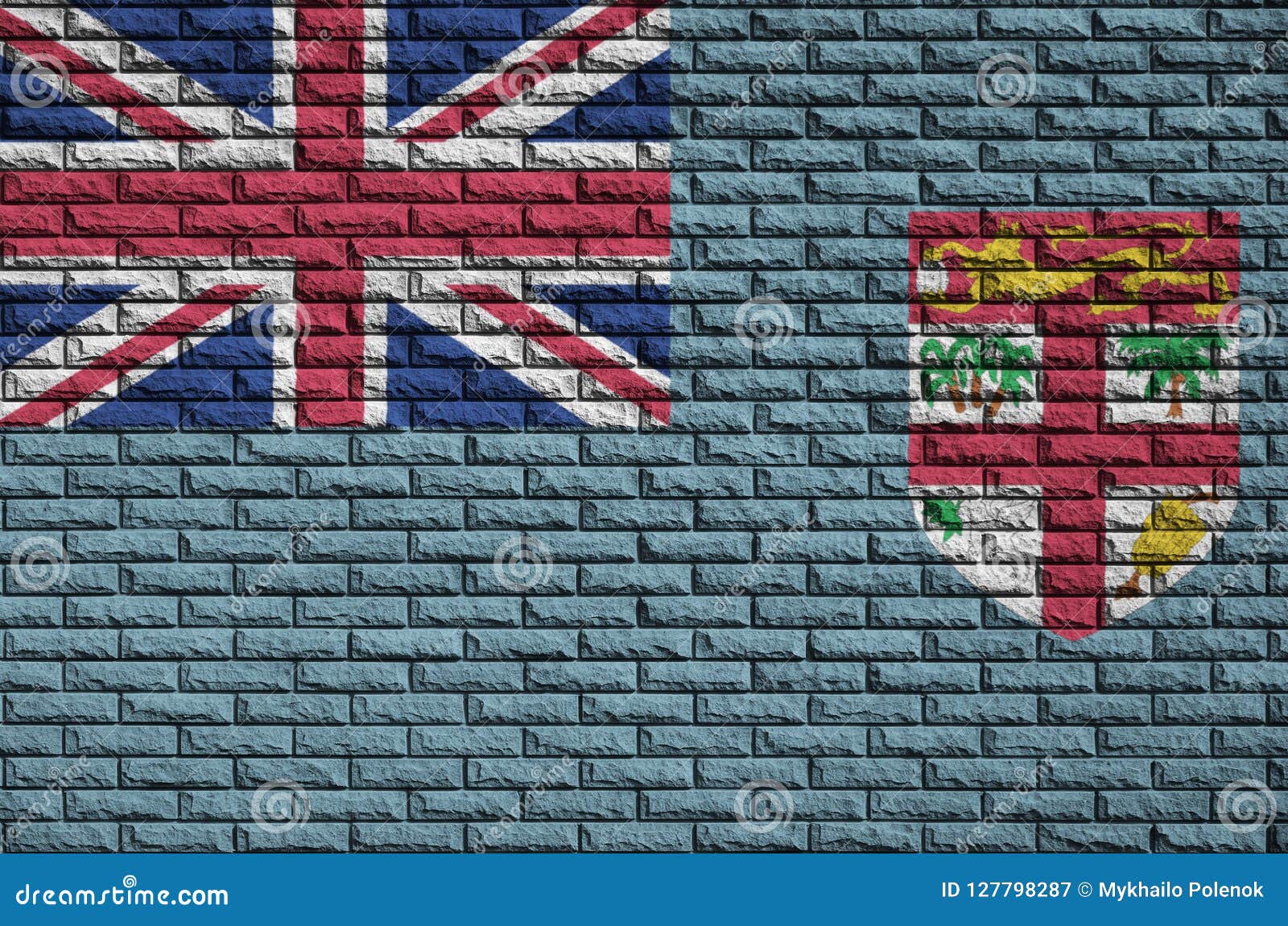 Fiji Flag is Painted Onto an Old Brick Wall Stock Illustration ...