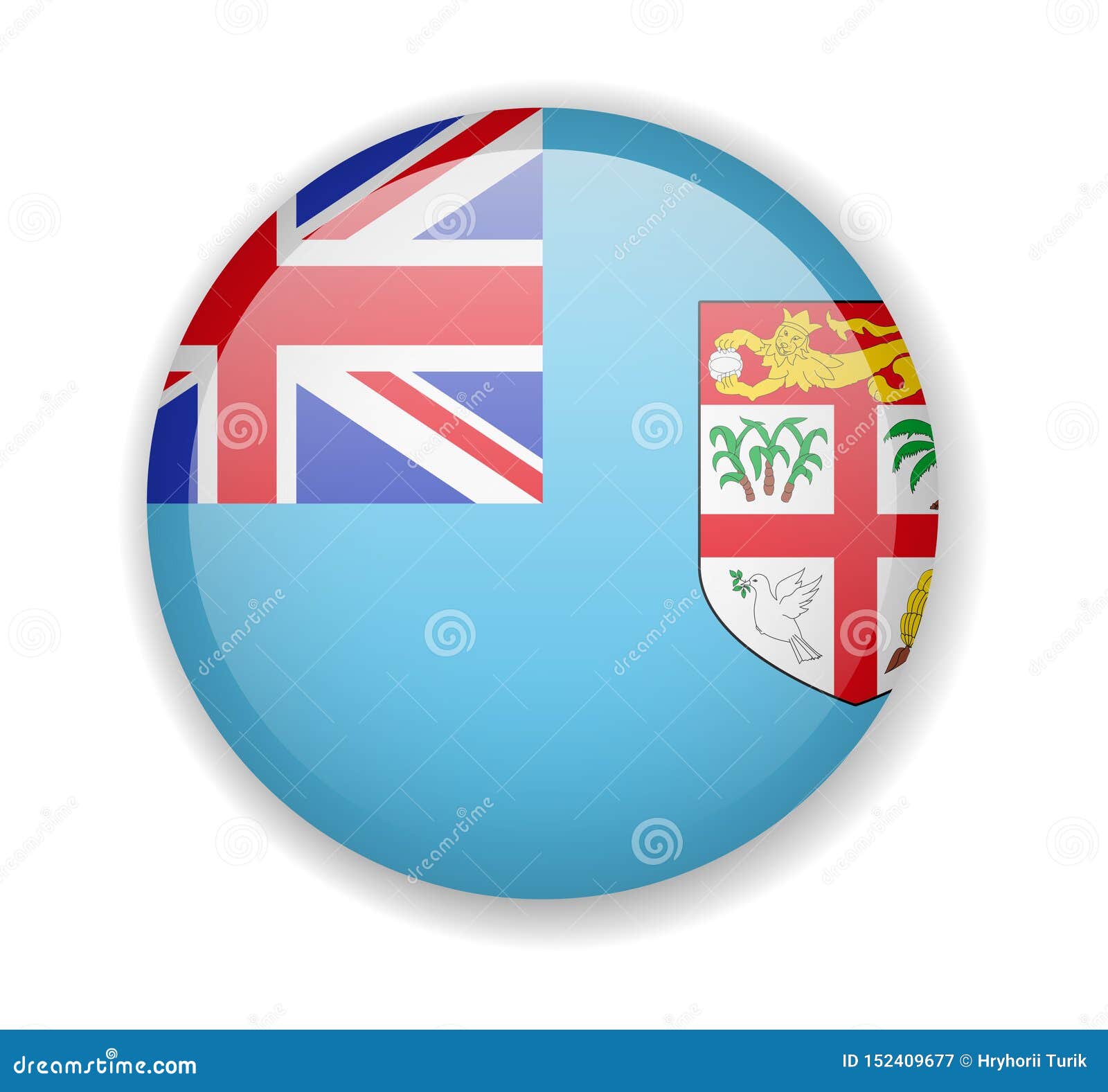 Fiji Flag Round Bright Icon on a White Background Stock Illustration ...