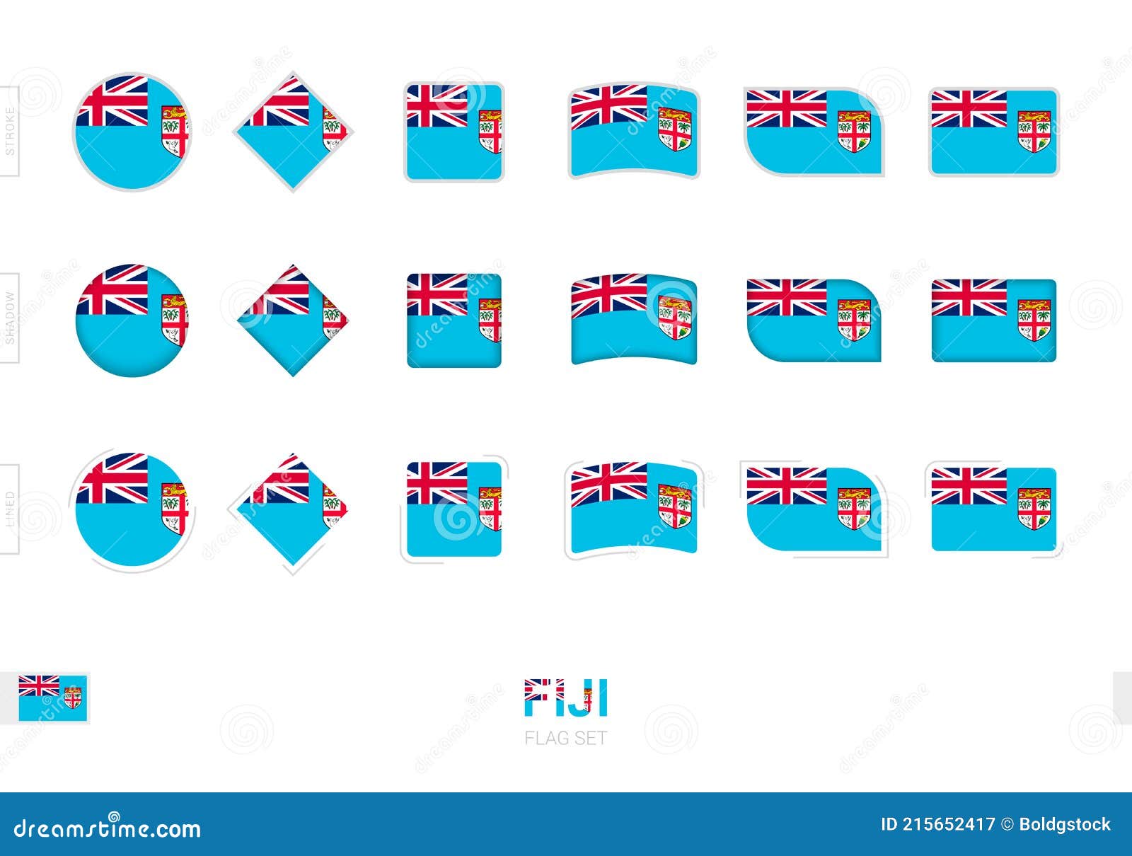 Fiji Flag Set, Simple Flags of Fiji with Three Different Effects Stock ...