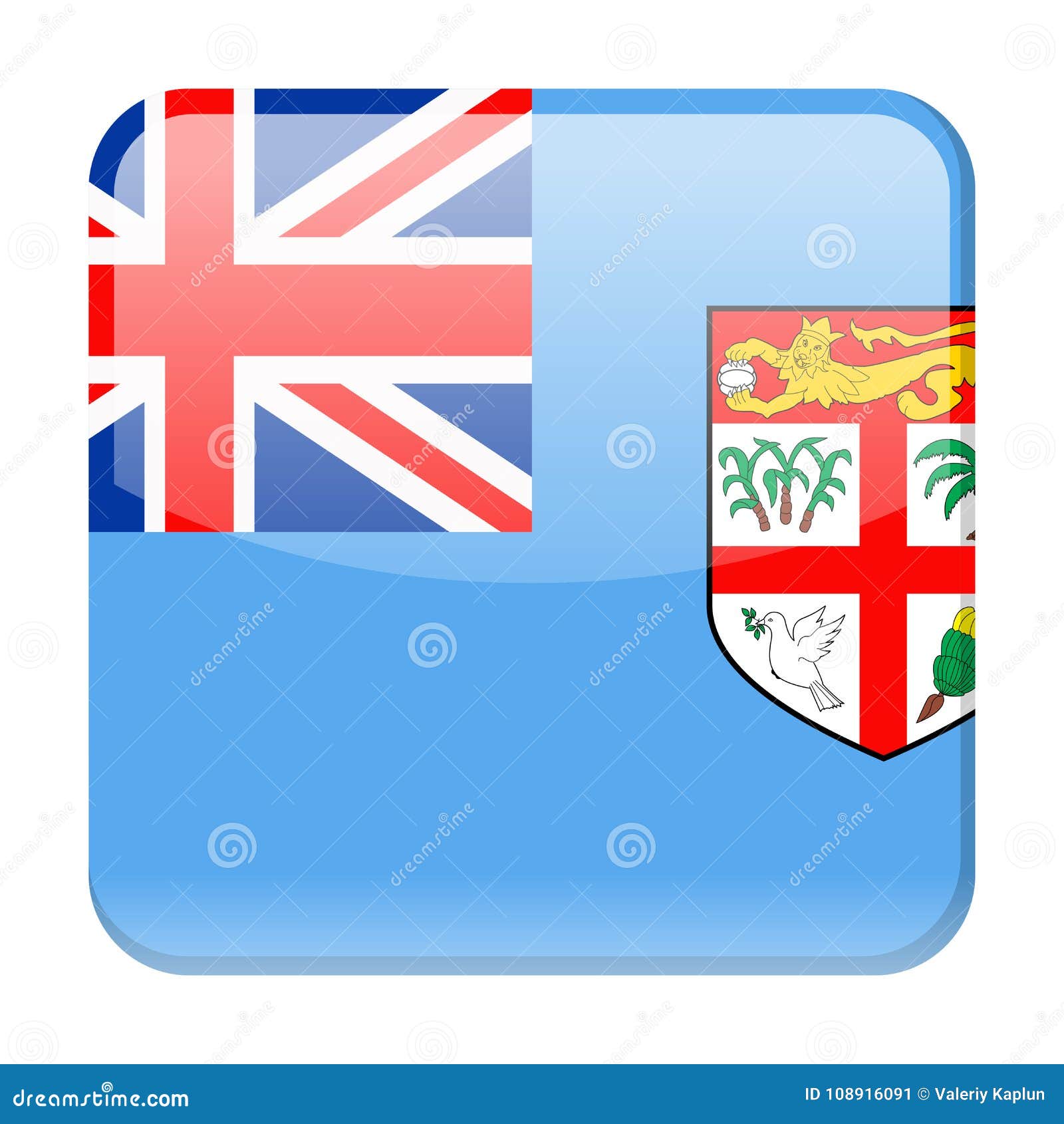 Fiji Flag Vector Square Icon Stock Illustration - Illustration of ...