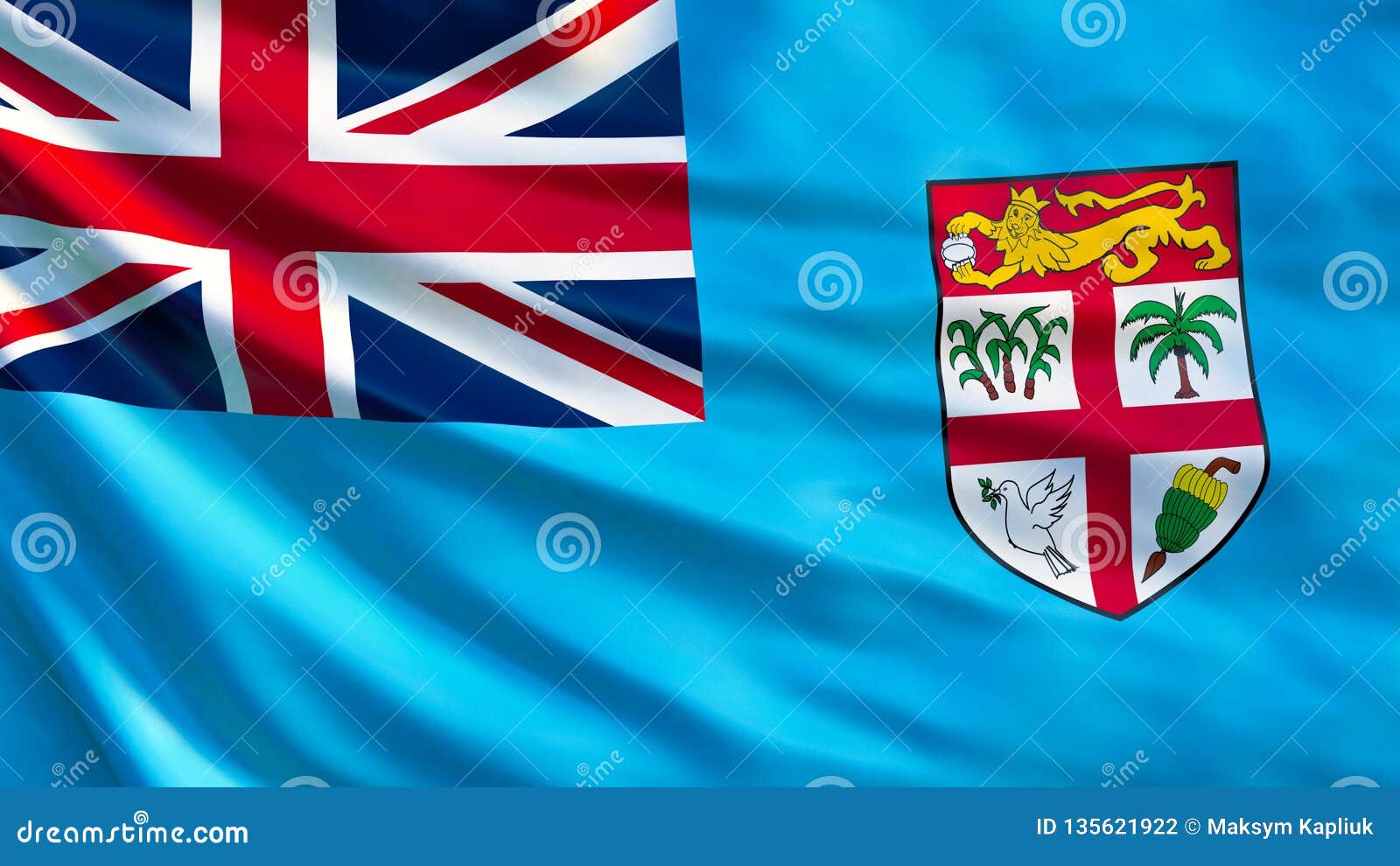 Fiji Flag. Waving Flag of Fiji 3d Illustration Stock Illustration ...