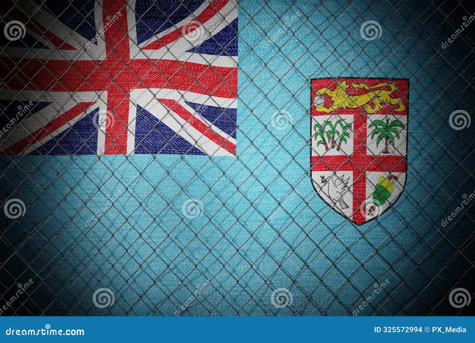 Fiji Flag and Wire Mesh Fence Stock Illustration - Illustration of ...