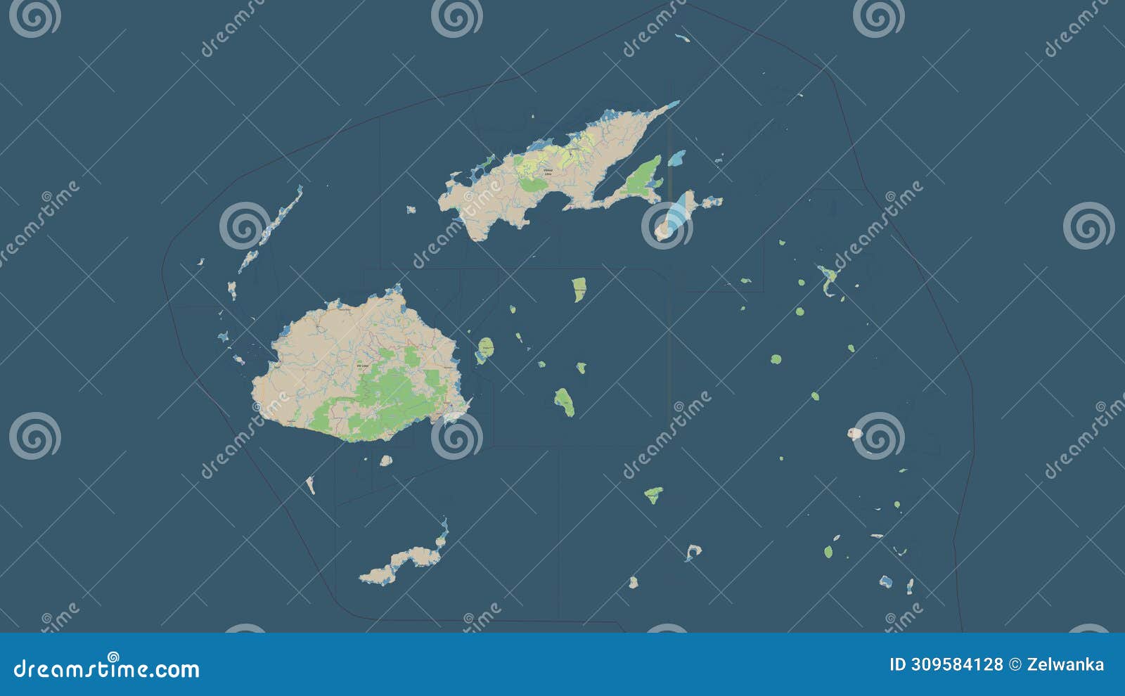 Fiji Highlighted. Topo Standard Stock Illustration - Illustration of ...