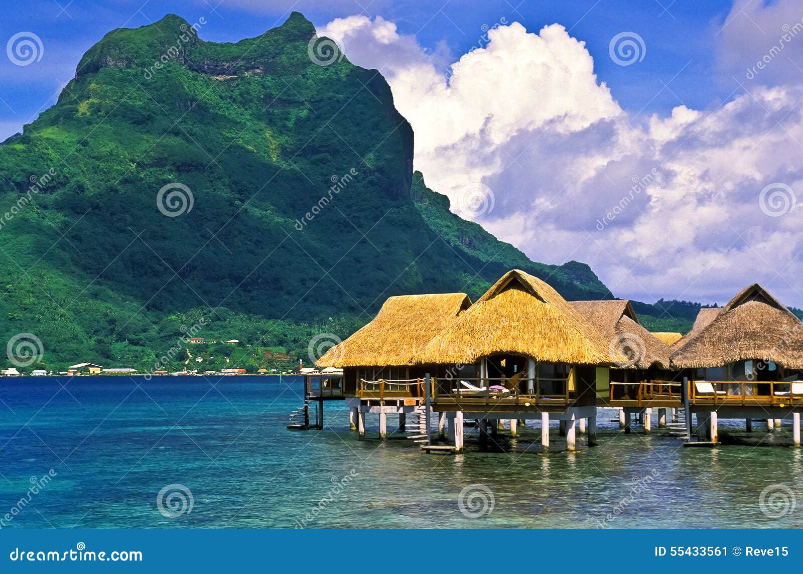 Fiji Island Huts stock image. Image of structure, clouds - 55433561