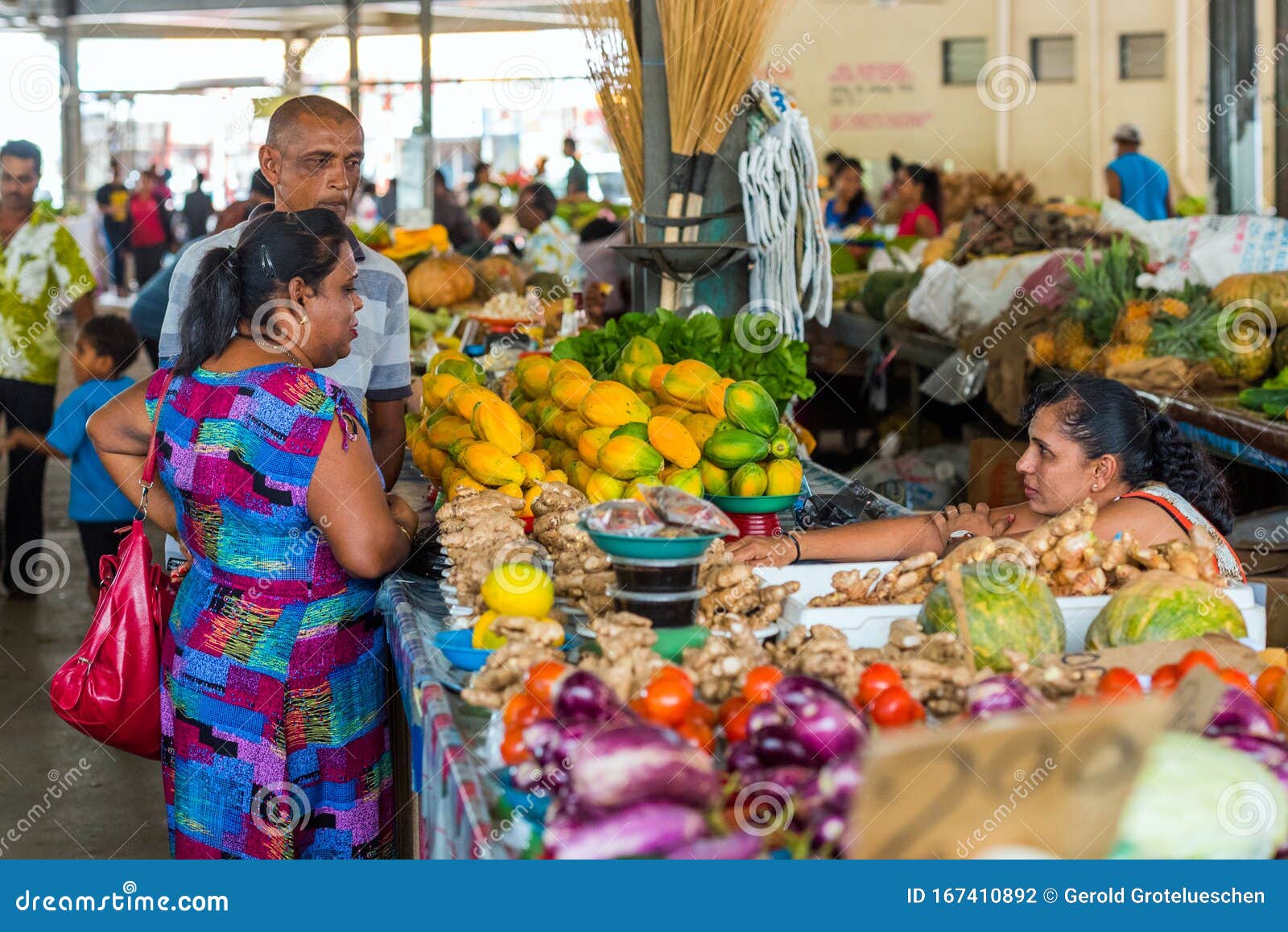FIJI - JULY 12, 2019: People in the Local Market. with Selective Focus ...