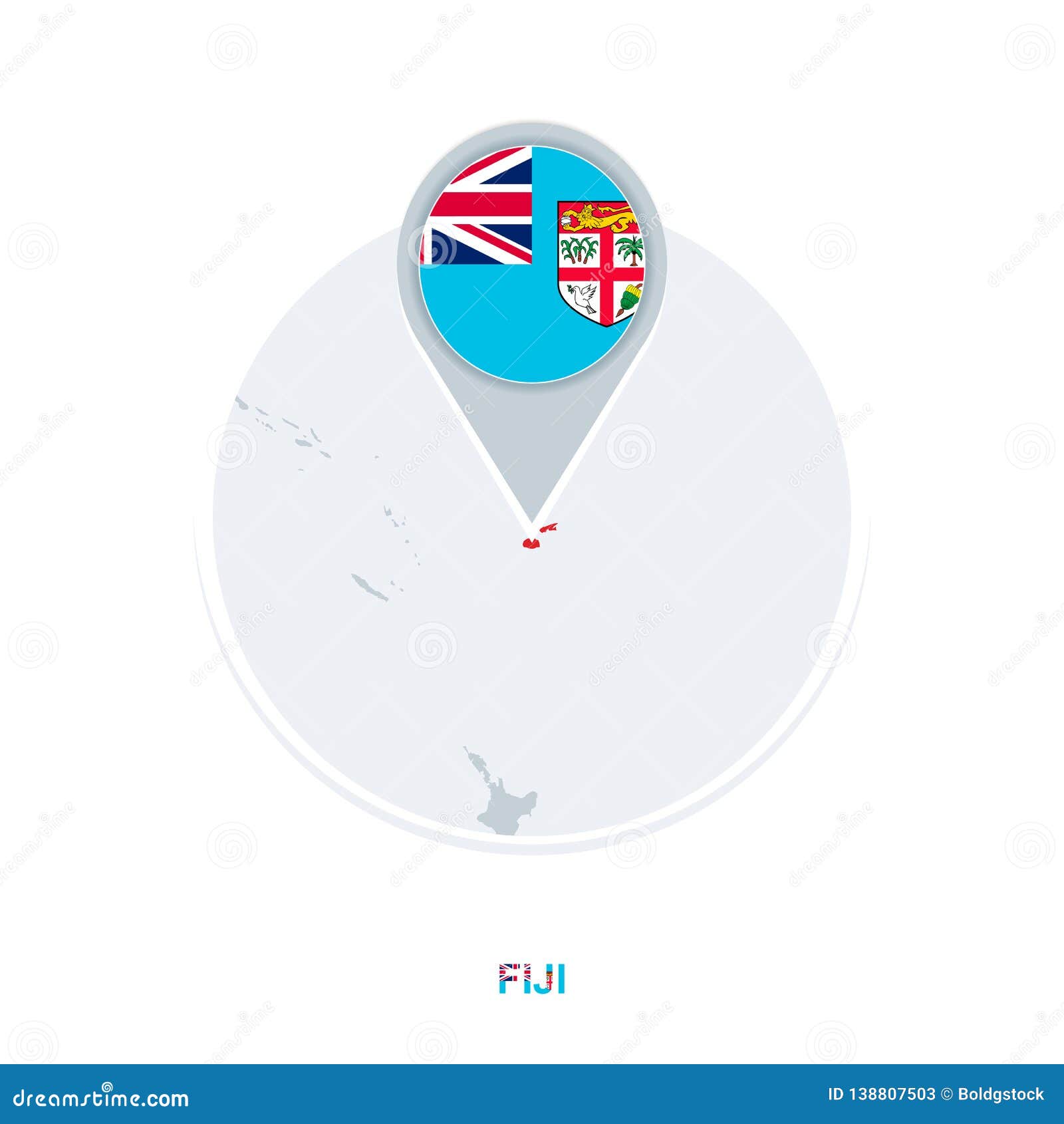 Fiji Map and Flag, Vector Map Icon with Highlighted Fiji Stock Vector ...