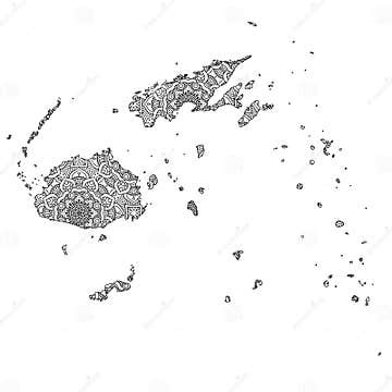 Fiji Map with Mandala Design Stock Vector - Illustration of drawing ...