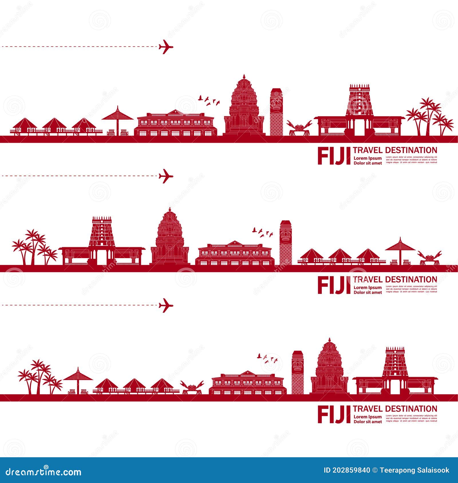 Travel To Fiji Pop-under Banner. Trip Banner With Passport, Tickets ...