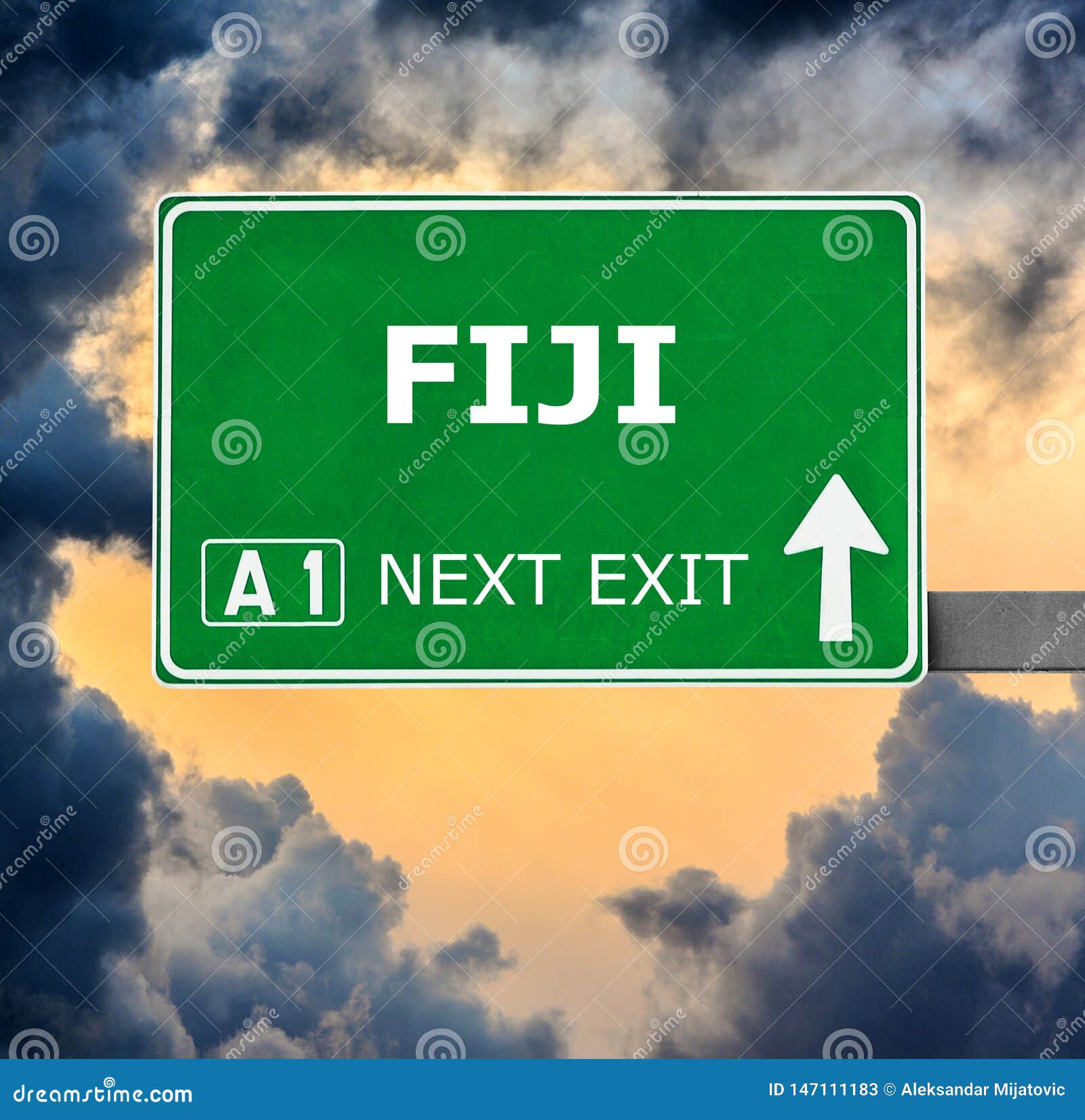 FIJI Road Sign Against Clear Blue Sky Stock Image - Image of bright ...
