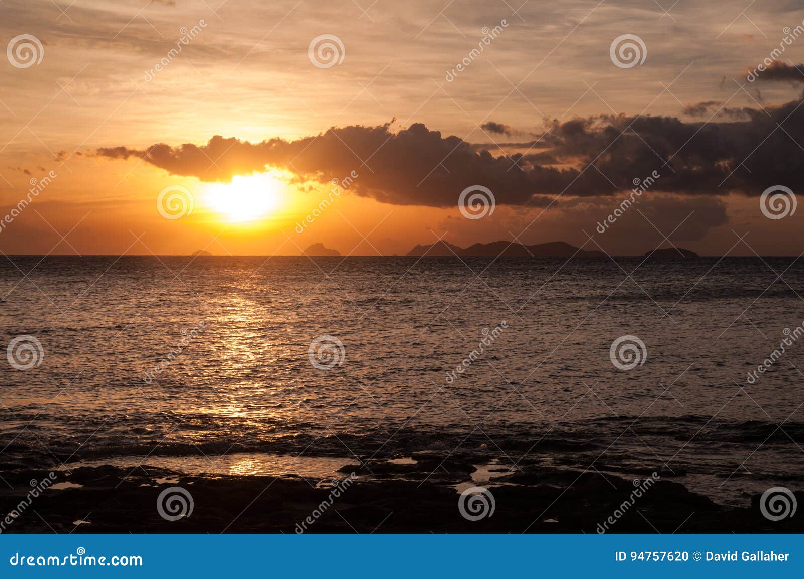 Fiji Sunset stock photo. Image of background, reflection - 94757620