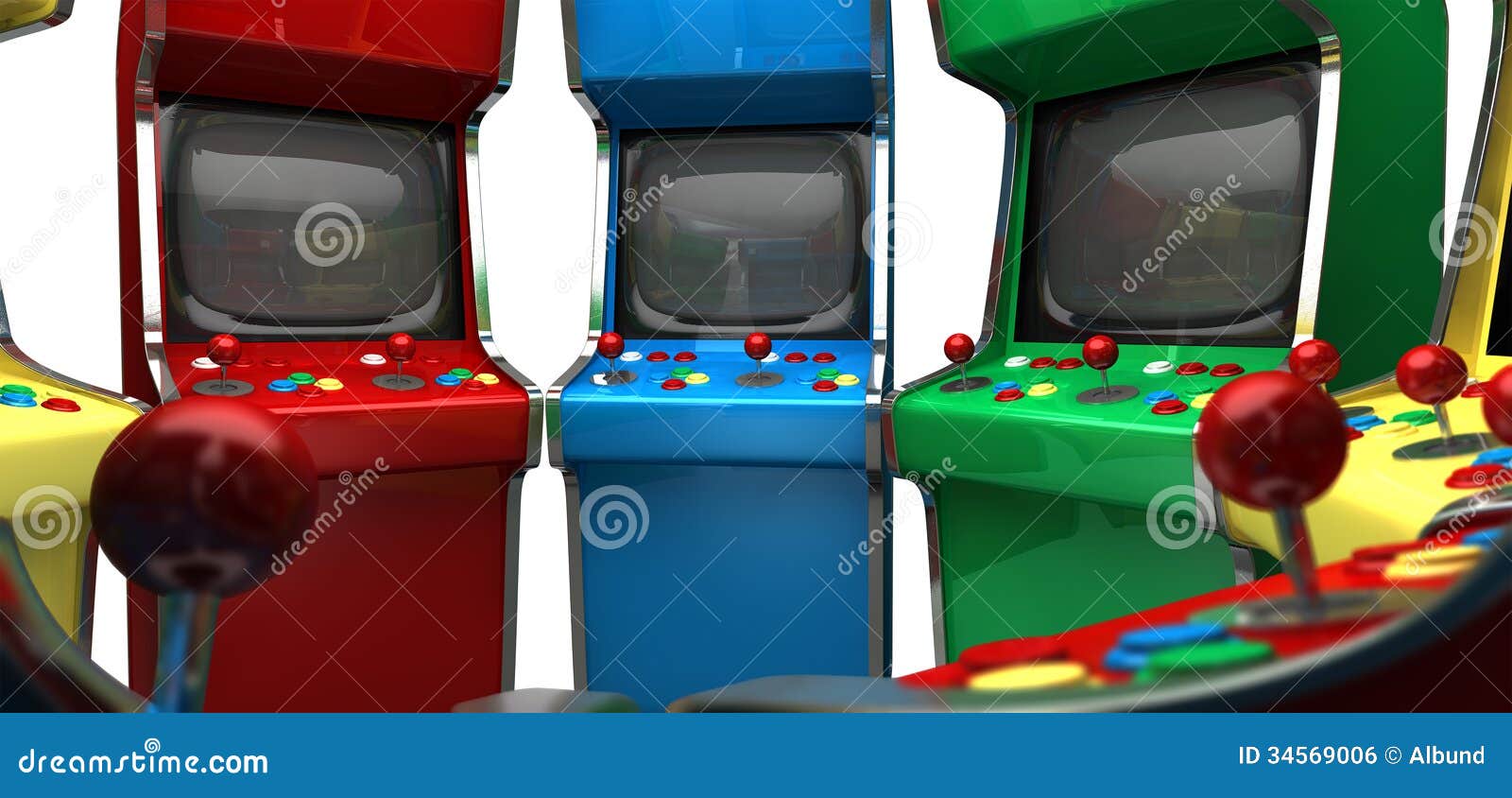 Fila De Arcade Game Machines Stock de ilustración - Ilustración de ...