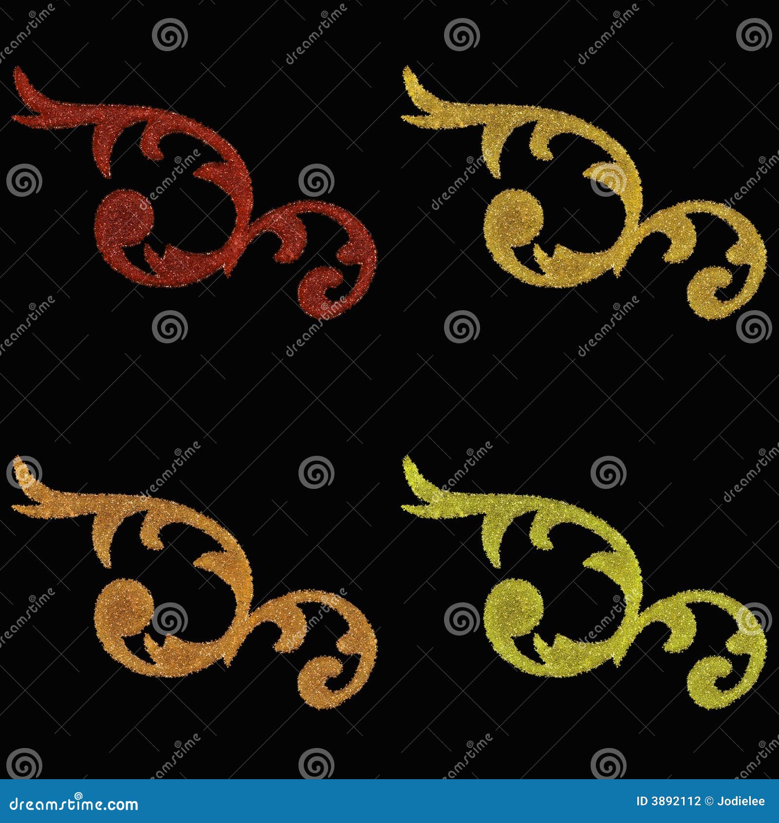 Filagree Scroll Elements in Glitter Stock Photo - Image of glitter ...