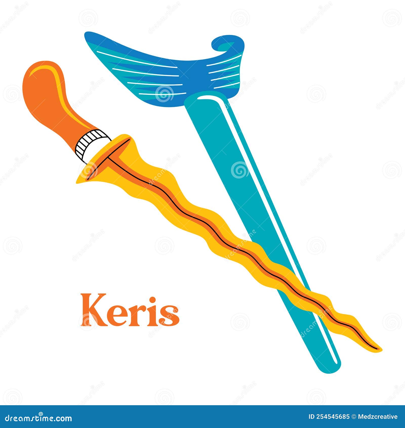 Keris Vector Illustration stock vector. Illustration of costume - 254545685