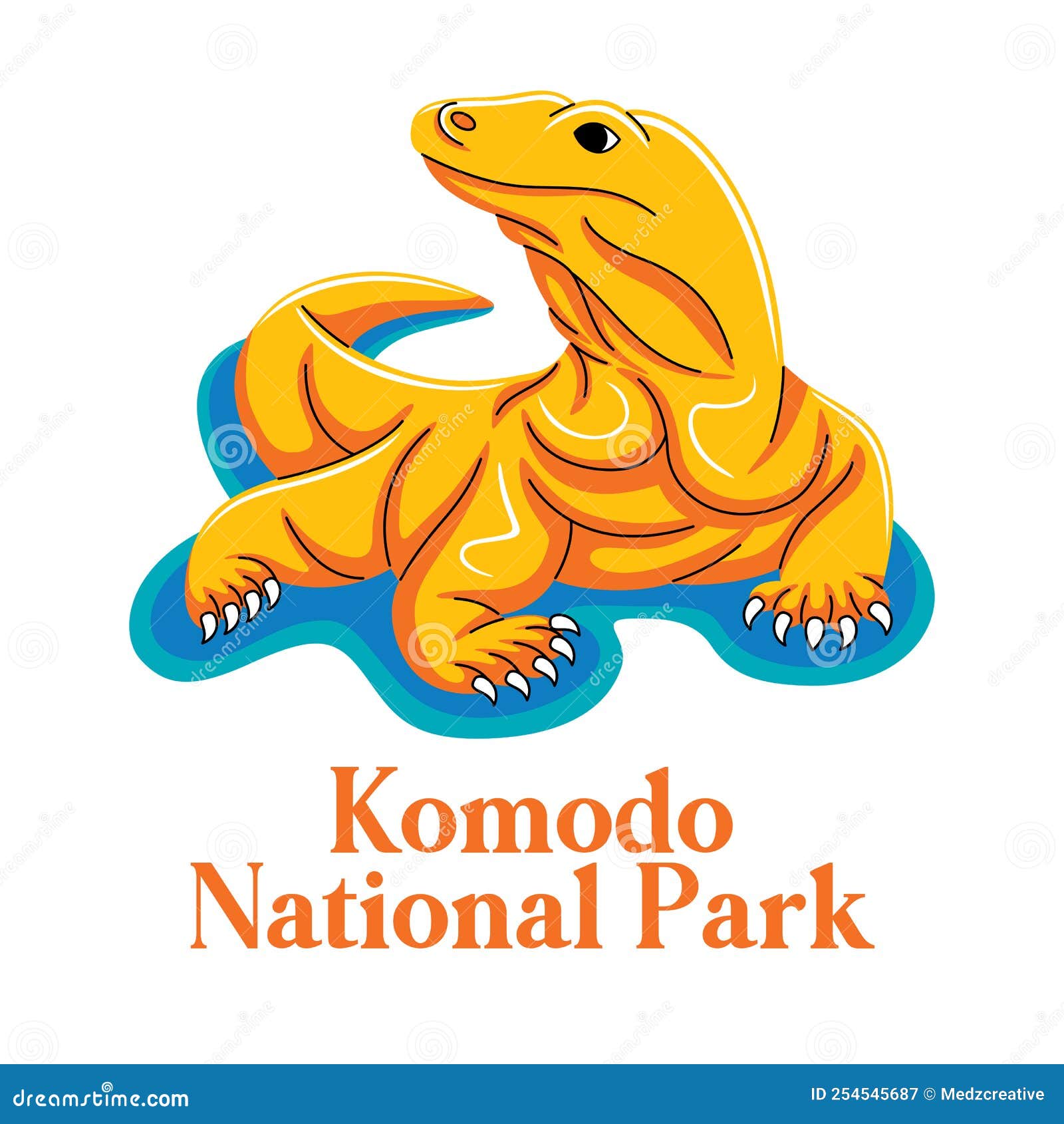 Komodo National Park Vector Illustration Stock Vector - Illustration of ...