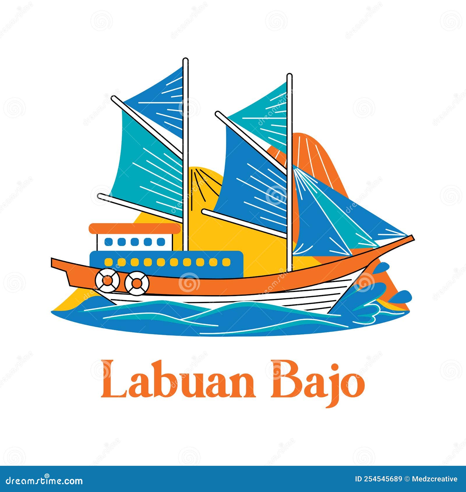 Labuan Bajo Vector Illustration Stock Vector - Illustration of cartoon ...
