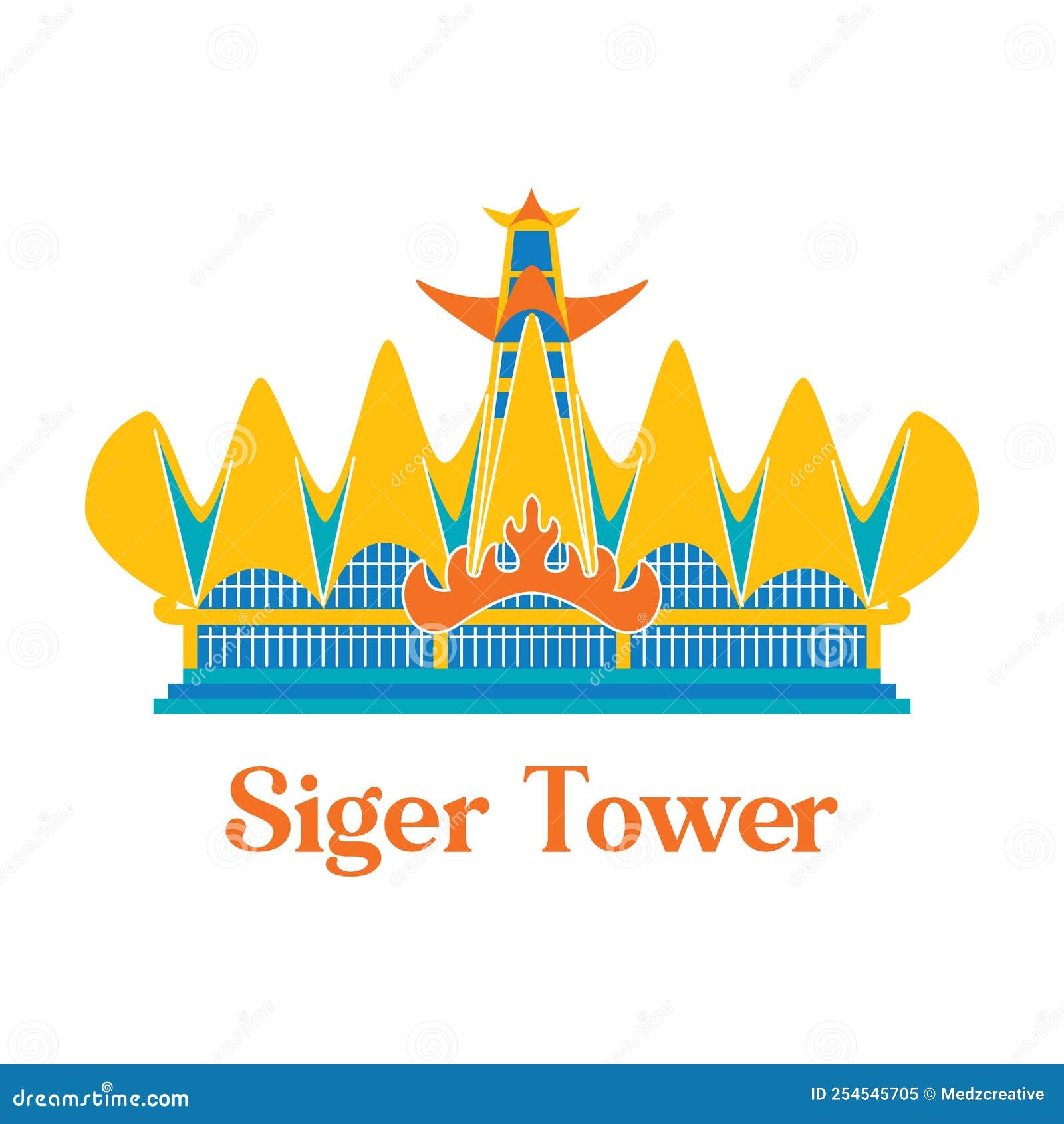 Siger Tower Vector Illustration Stock Vector - Illustration of line ...