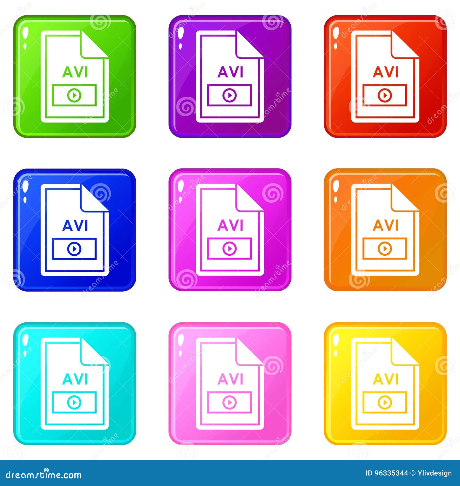File AVI icons 9 set stock vector. Illustration of blog - 96335344