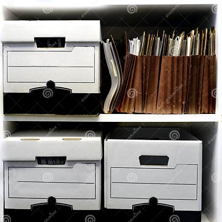 File Boxes on Shelf stock photo. Image of folders, documents - 40146196
