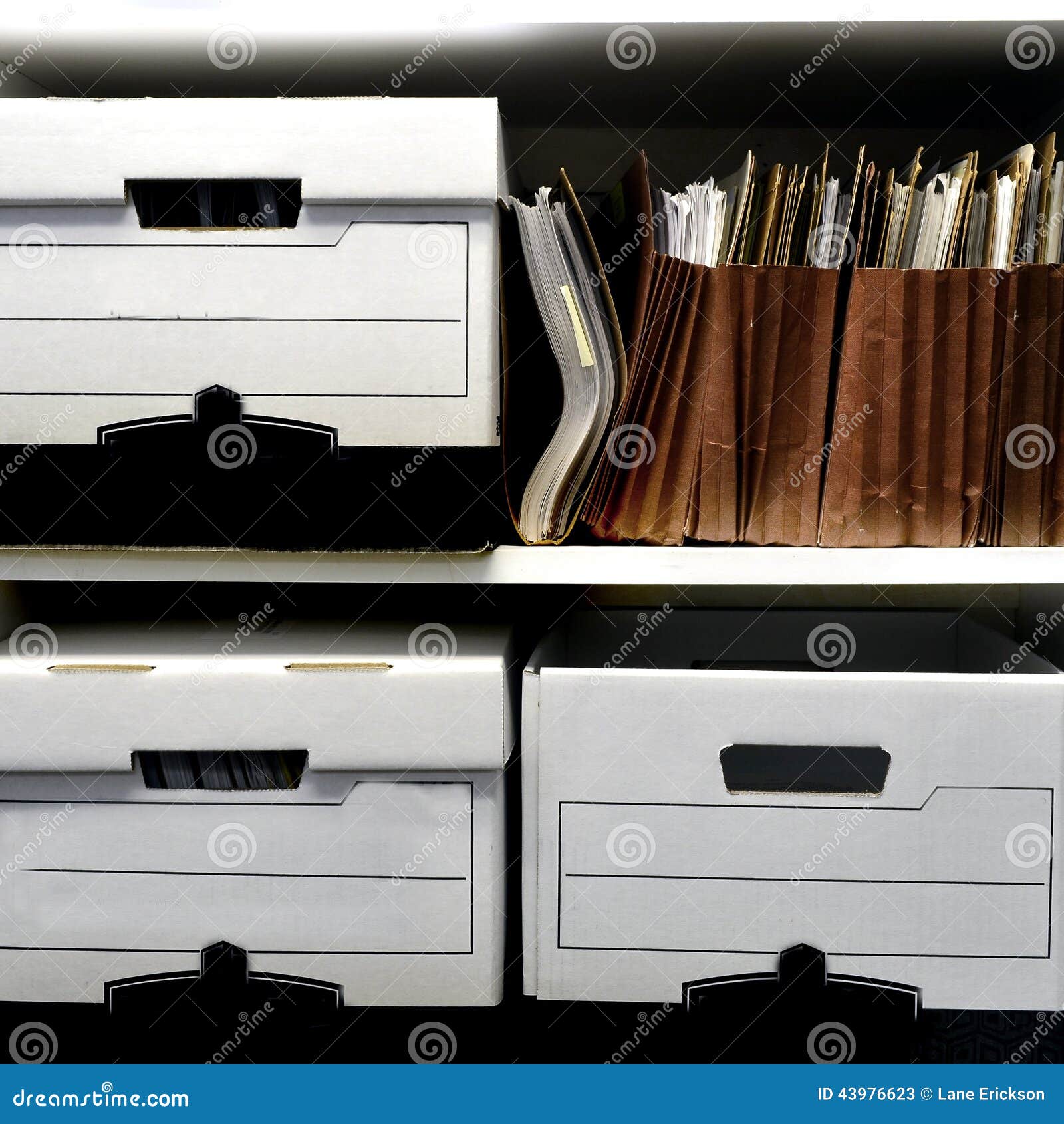 File Boxes on Shelf stock image. Image of order, history - 43976623