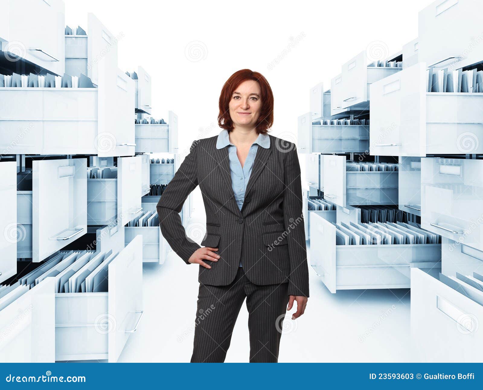 File Cabinet Folder and Woman Stock Image - Image of metal, standing ...