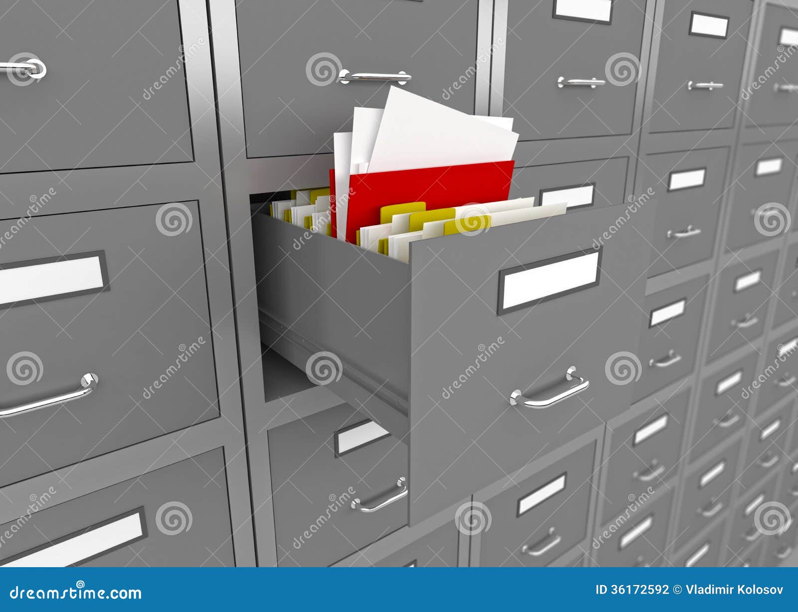 File Cabinet with an Open Drawer. Stock Illustration - Illustration of ...