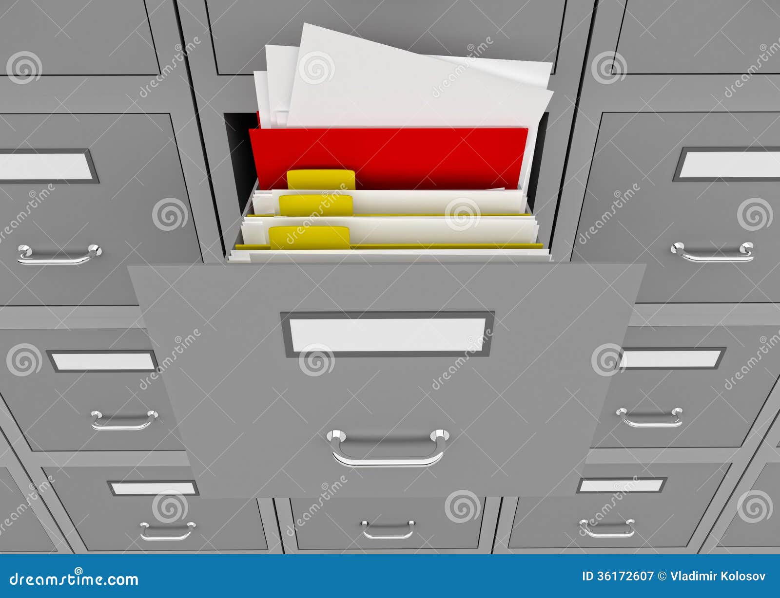 File Cabinet with an Open Drawer. Stock Illustration - Illustration of ...