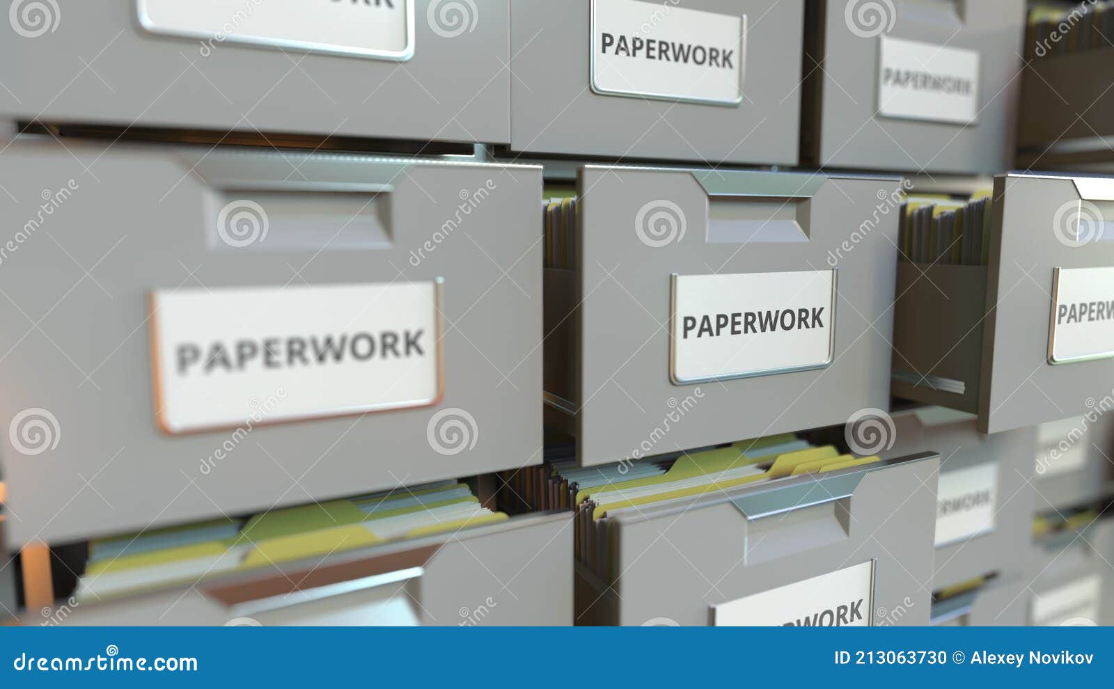 File Cabinet with PAPERWORK Text, 3d Rendering Stock Illustration ...