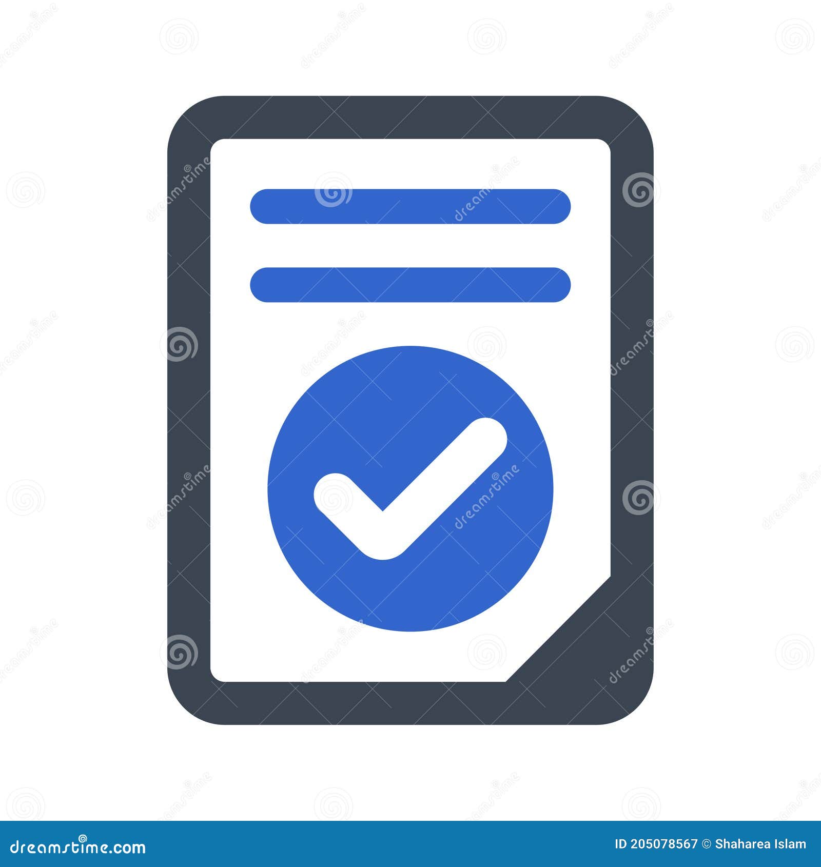 File checking icon stock vector. Illustration of tick - 205078567