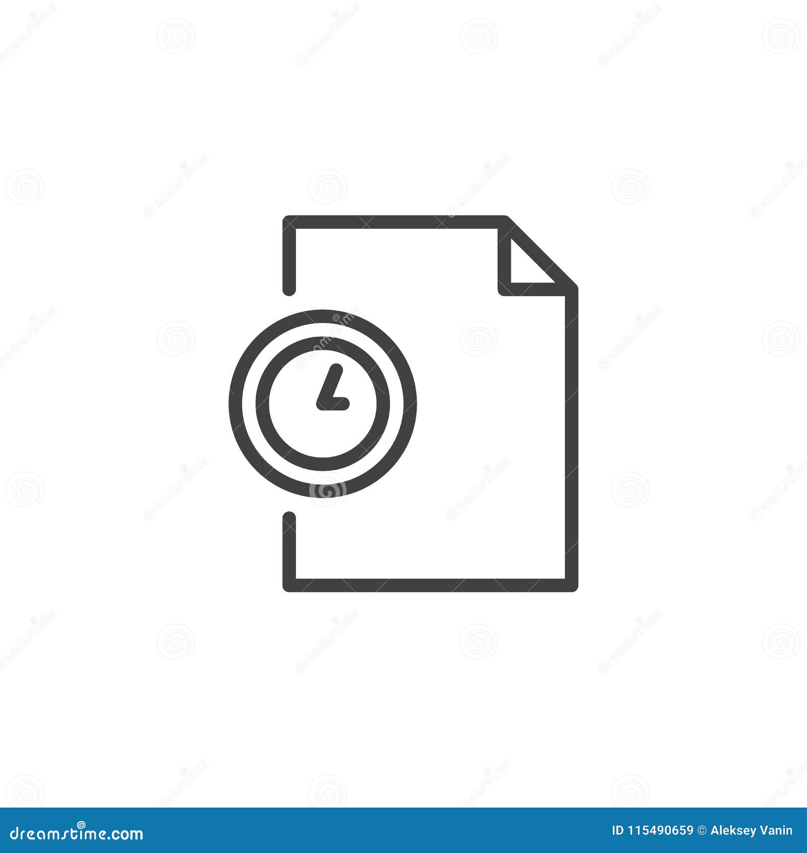 File and Clock Outline Icon Stock Vector - Illustration of outline ...