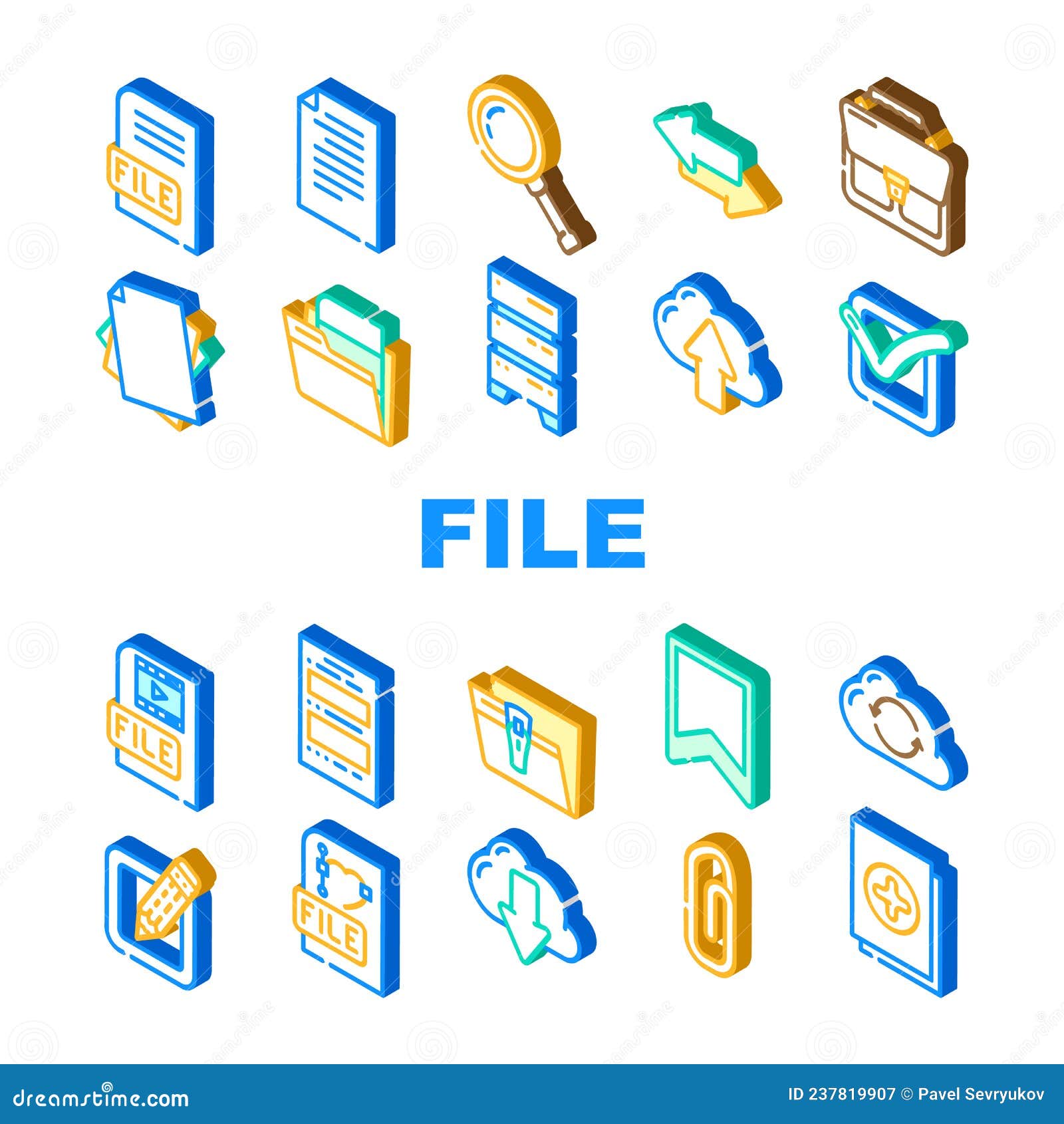 File Computer Digital Document Icons Set Vector Stock Vector ...