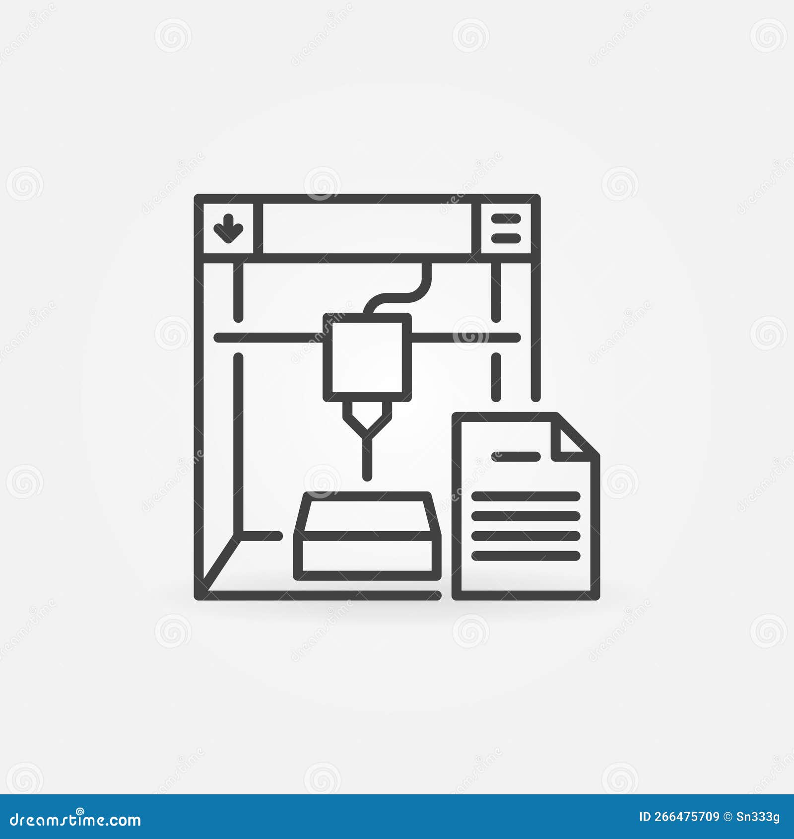 File with 3D Printer Vector Thin Line Concept Icon Stock Illustration ...