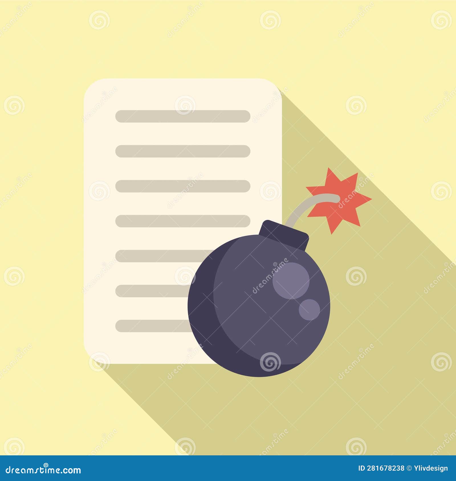 File Data Bomb Icon Flat Vector Hacker Error Stock Vector
